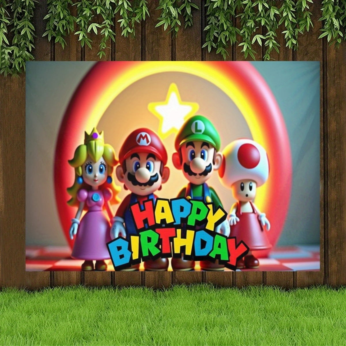 Super Mario Cartoon theme Happy birthday flag background flag family ...