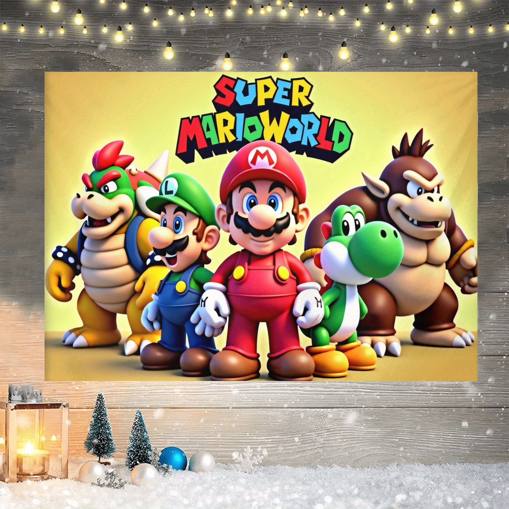 Super Mario Cartoon-themed birthday flag background flag Children's ...