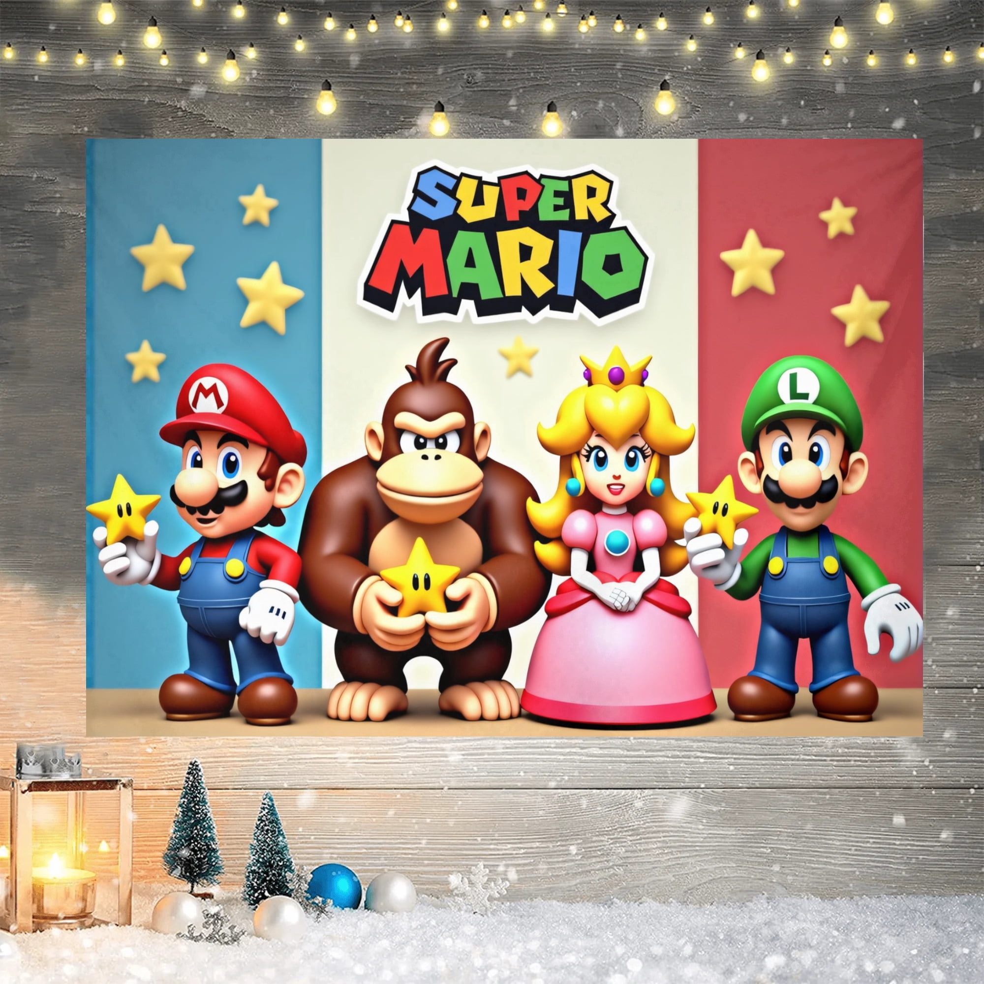 Super Mario Cartoon-themed birthday flag background flag Children's ...