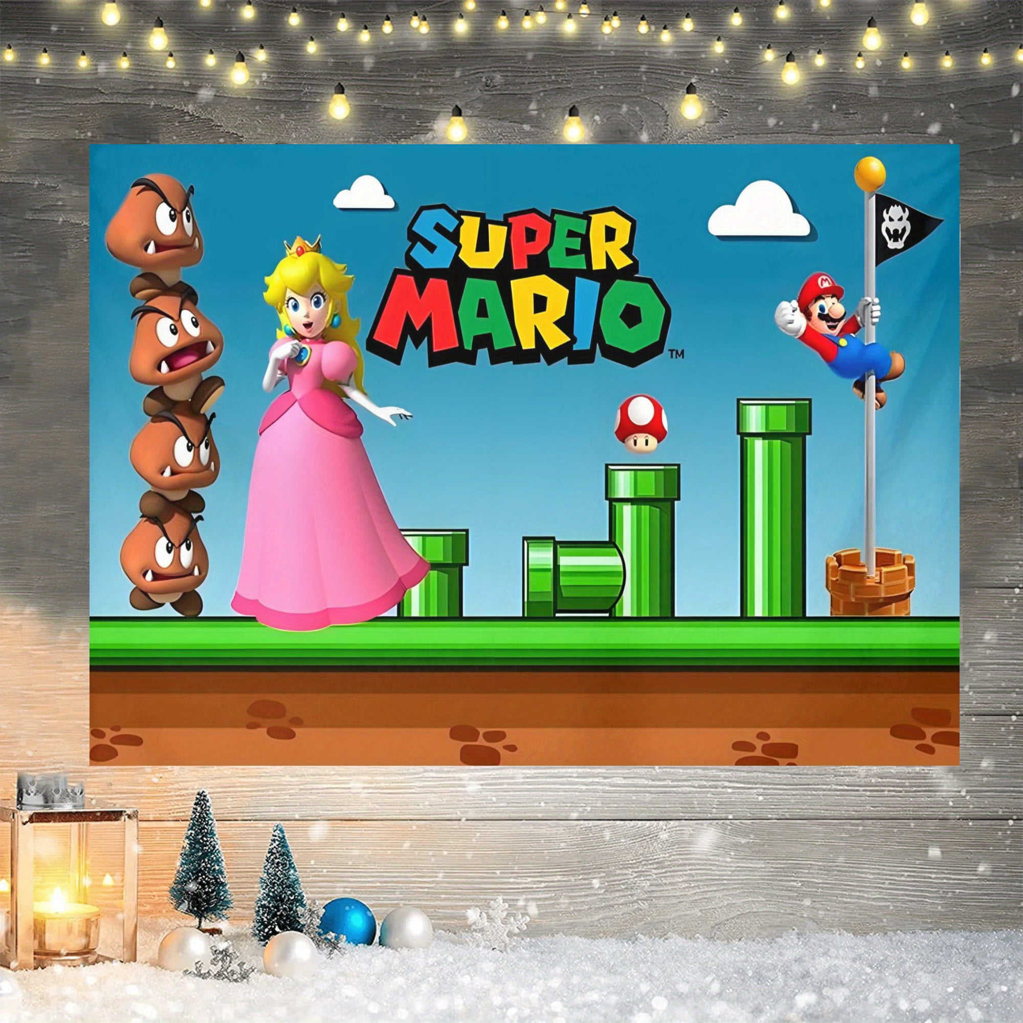 Super Mario Cartoon-themed birthday flag background flag Children's ...