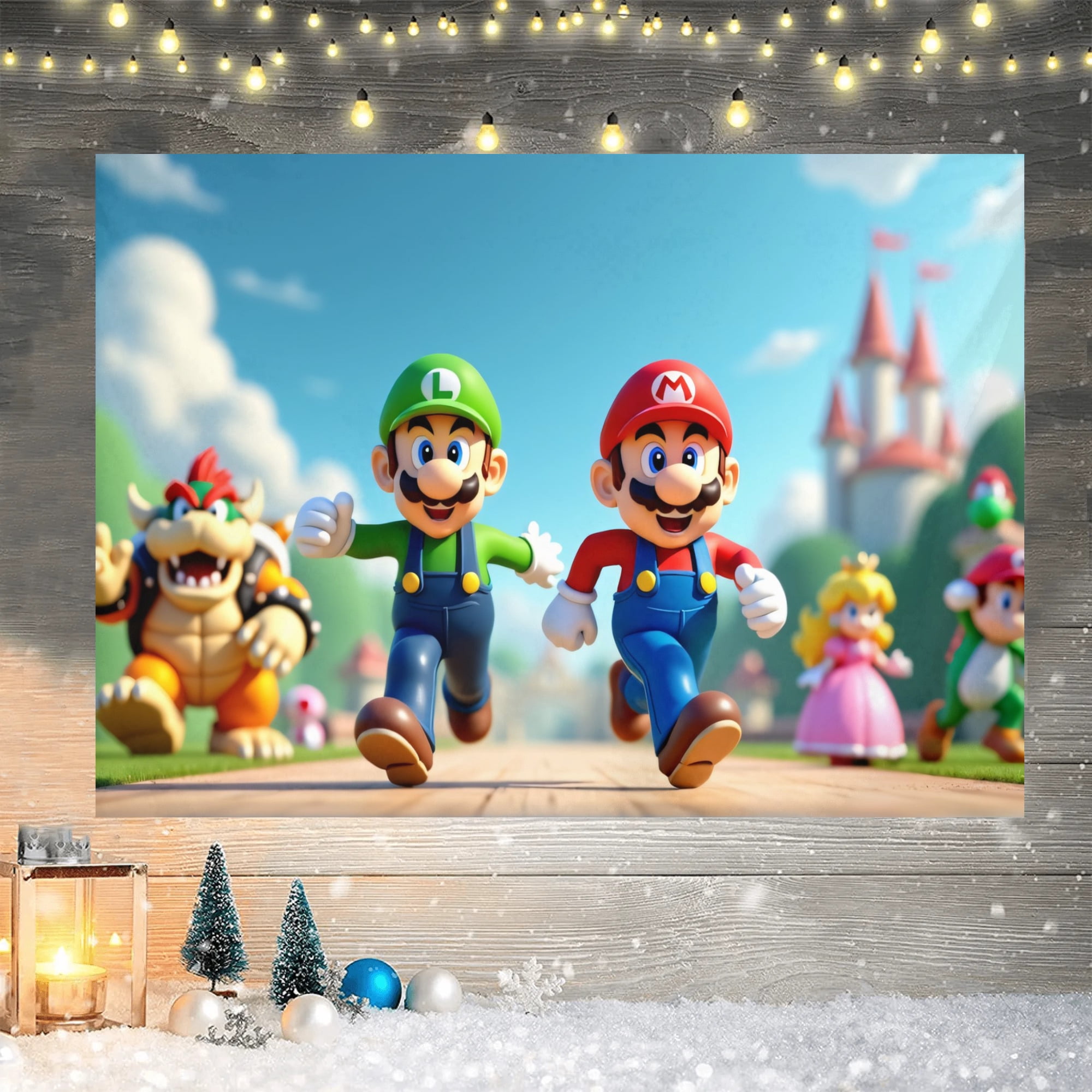 Super Mario Cartoon-themed birthday flag background flag Children's ...