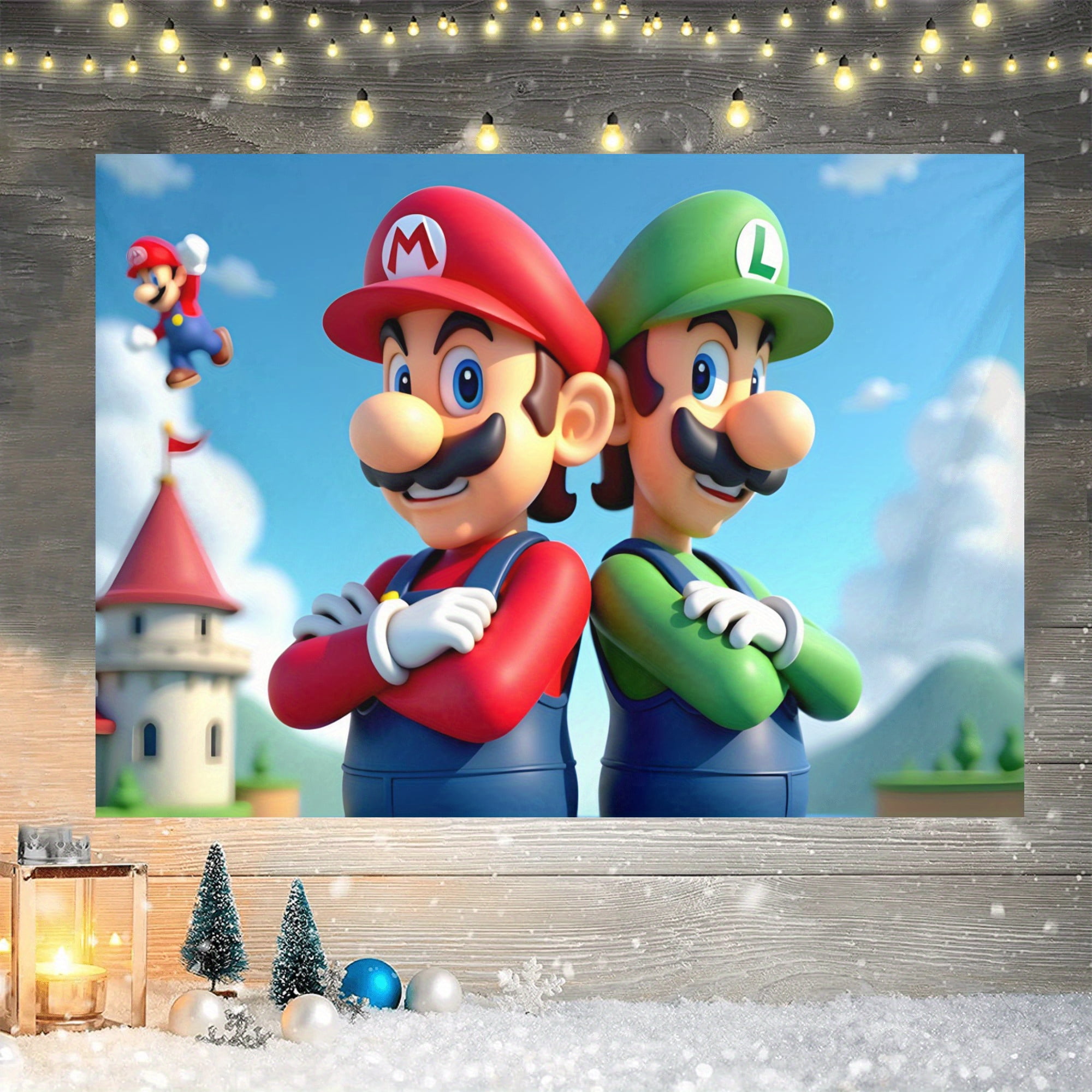 Super Mario Cartoon-themed birthday flag background flag Children's ...