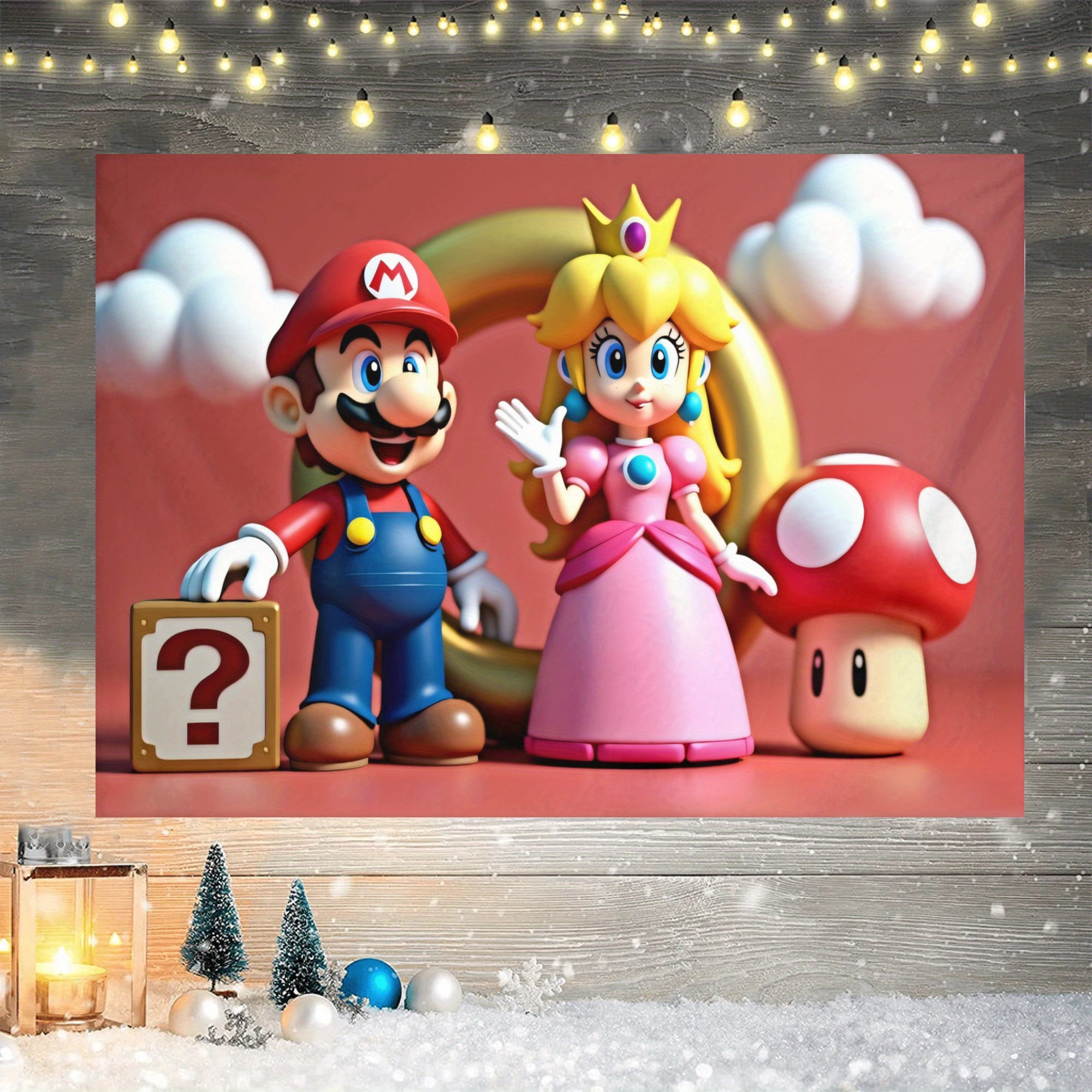 Super Mario Cartoon-themed birthday flag background flag Children's ...