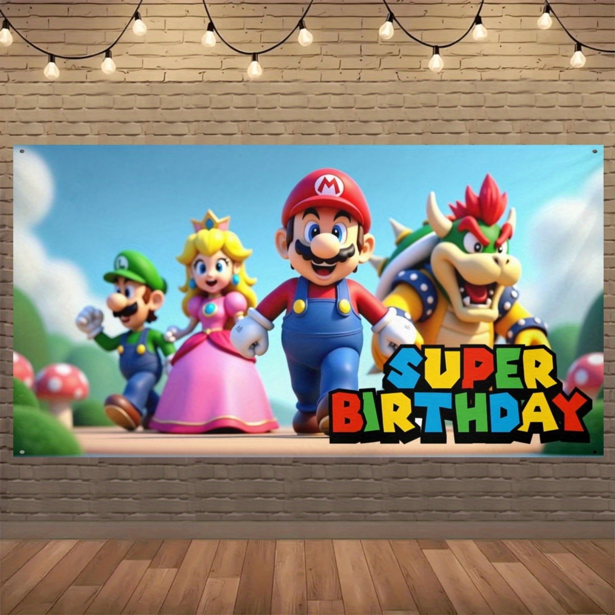 Super Mario Cartoon-themed birthday flag background flag Children's ...