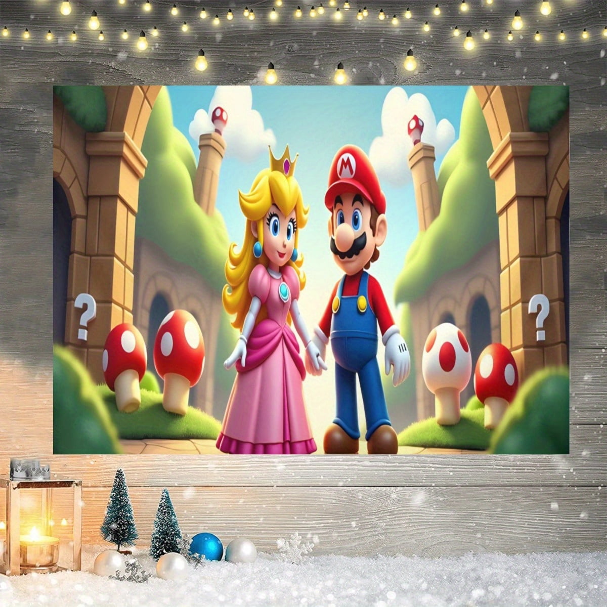 Super Mario Cartoon-themed birthday flag background flag Children's ...