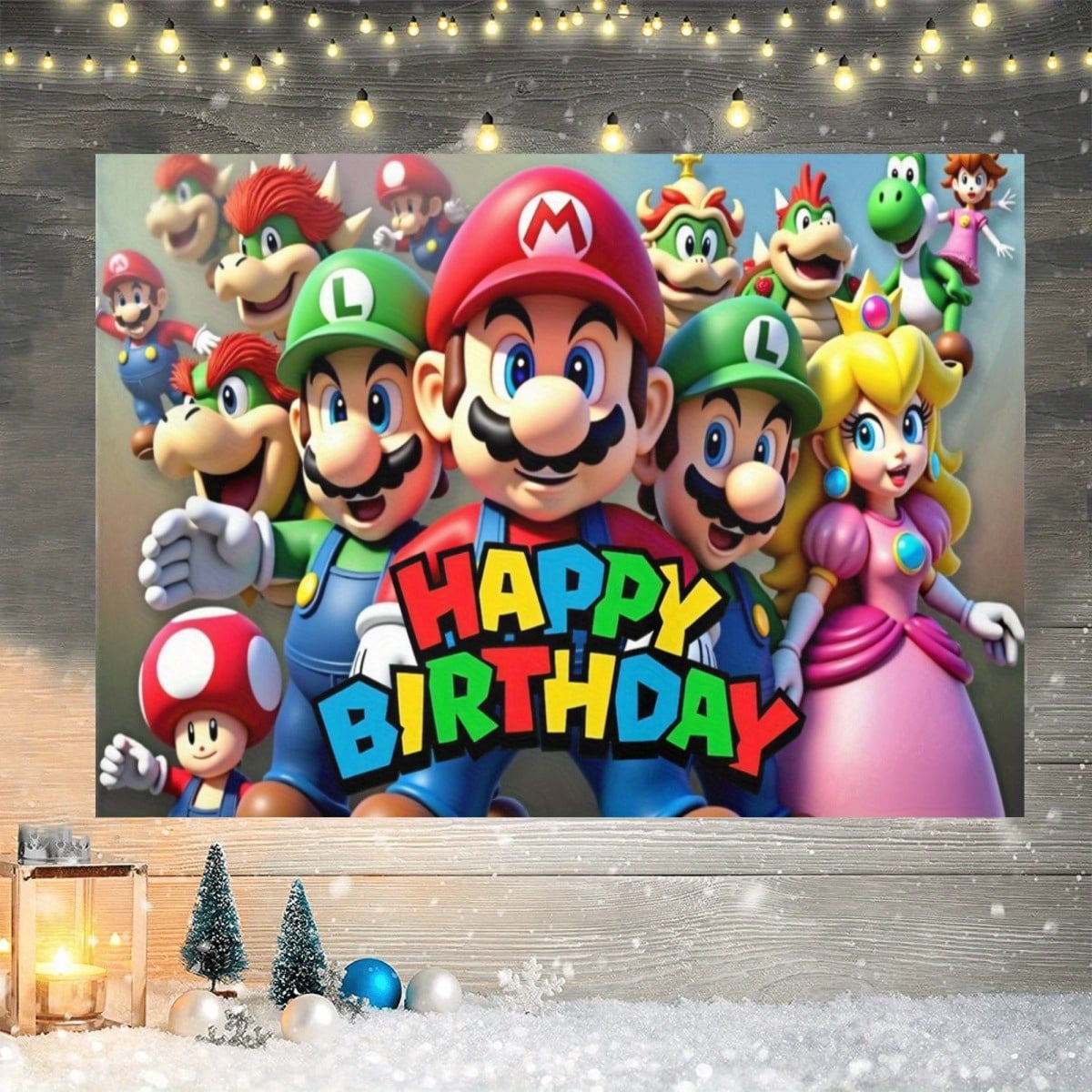 Super Mario Cartoon-themed birthday flag background flag Children's ...