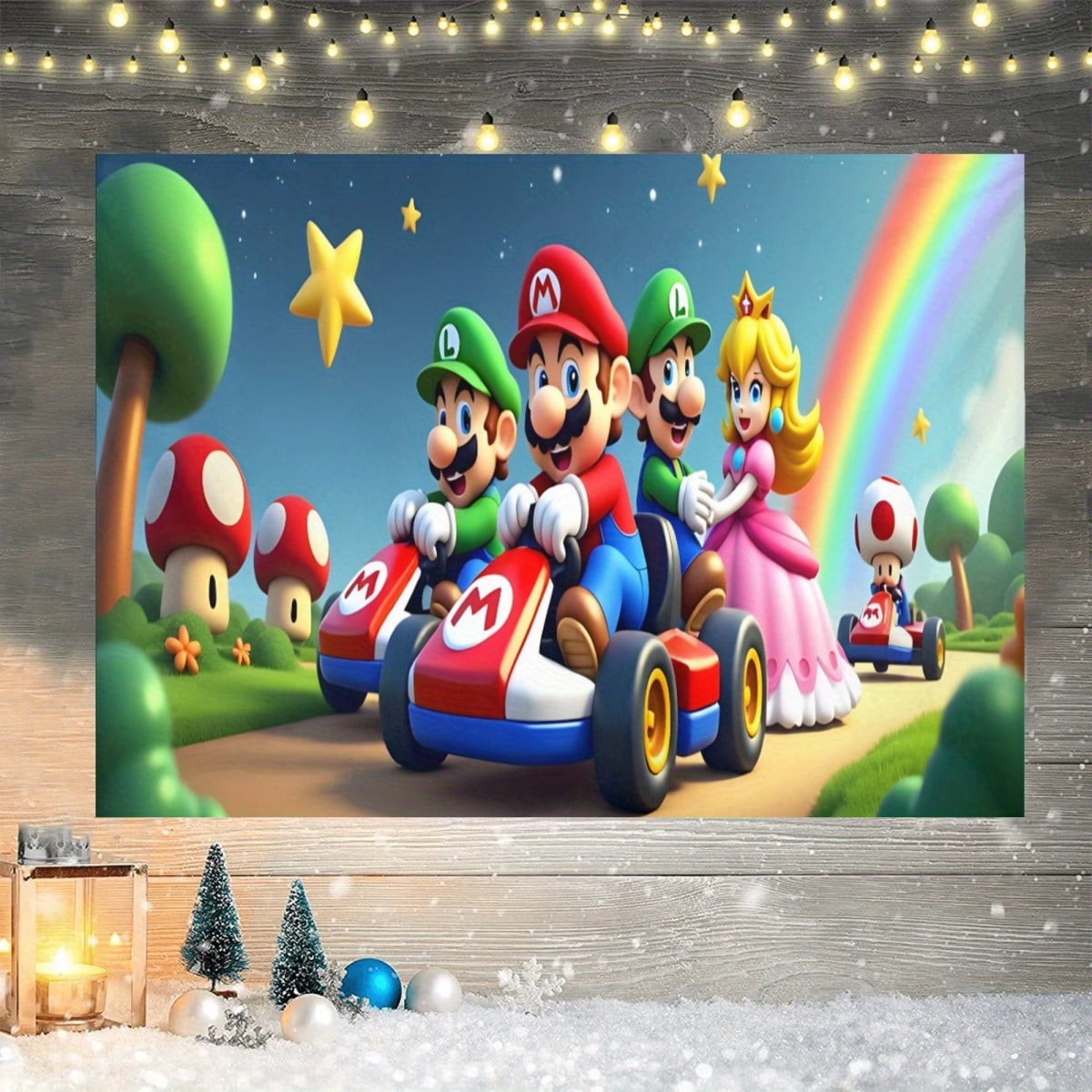 Super Mario Cartoon-themed birthday flag background flag Children's ...