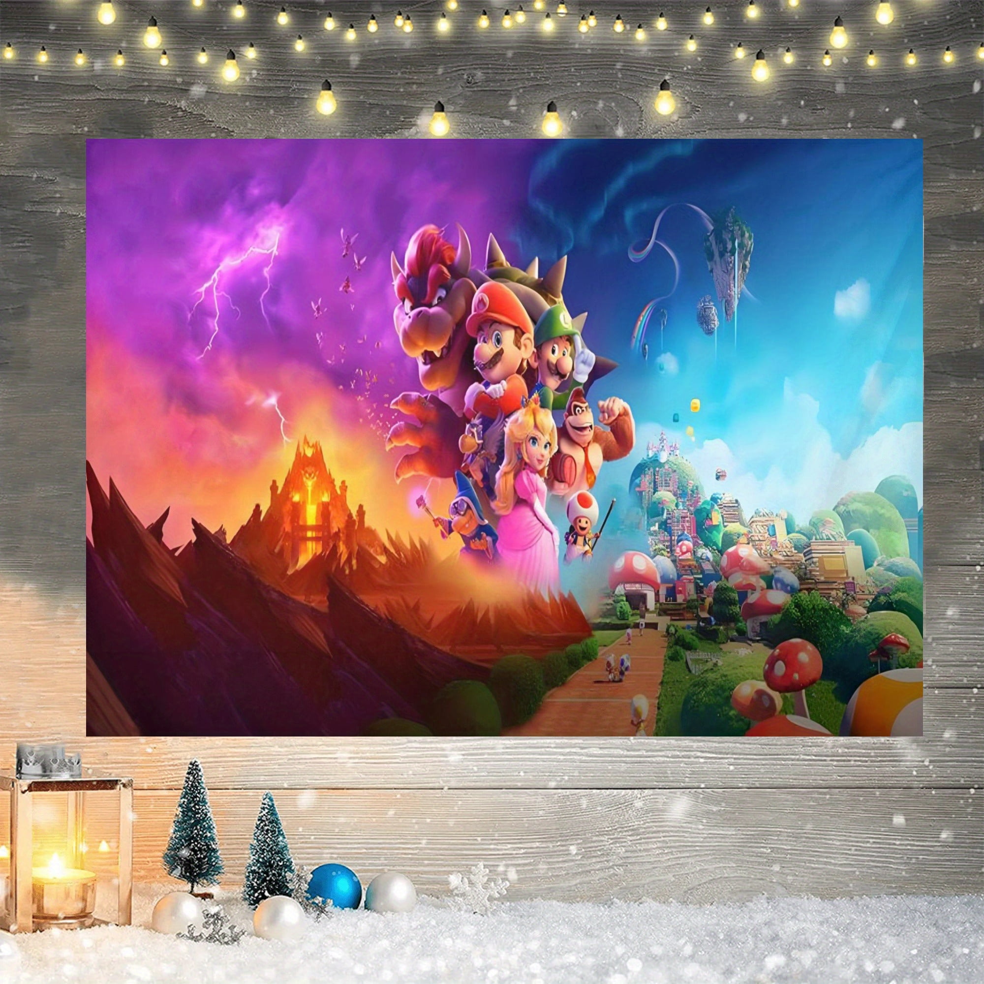 Super Mario Cartoon-themed birthday flag, background flag, children's party decoration items ...