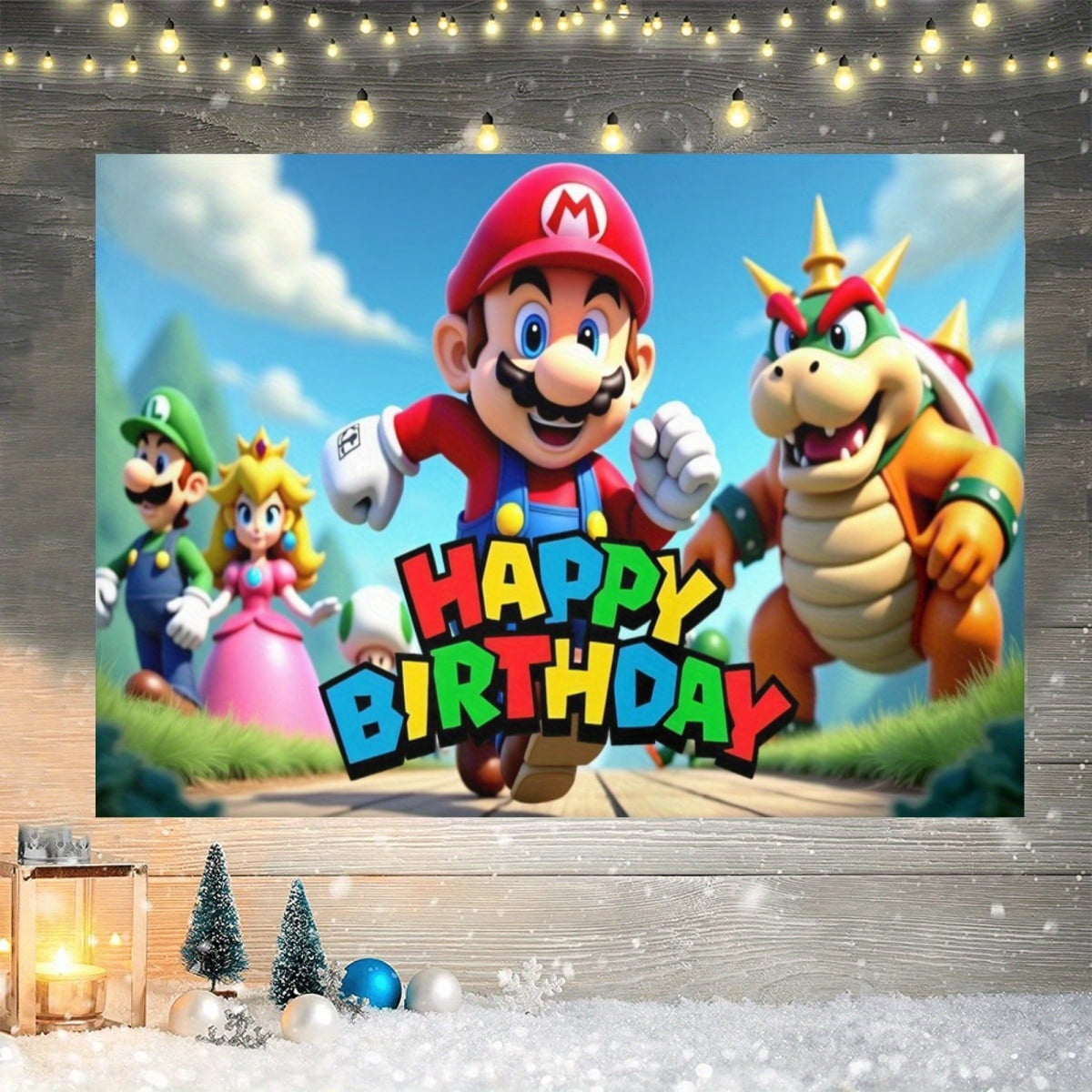Super Mario Cartoon-themed birthday flag, background flag, children's ...