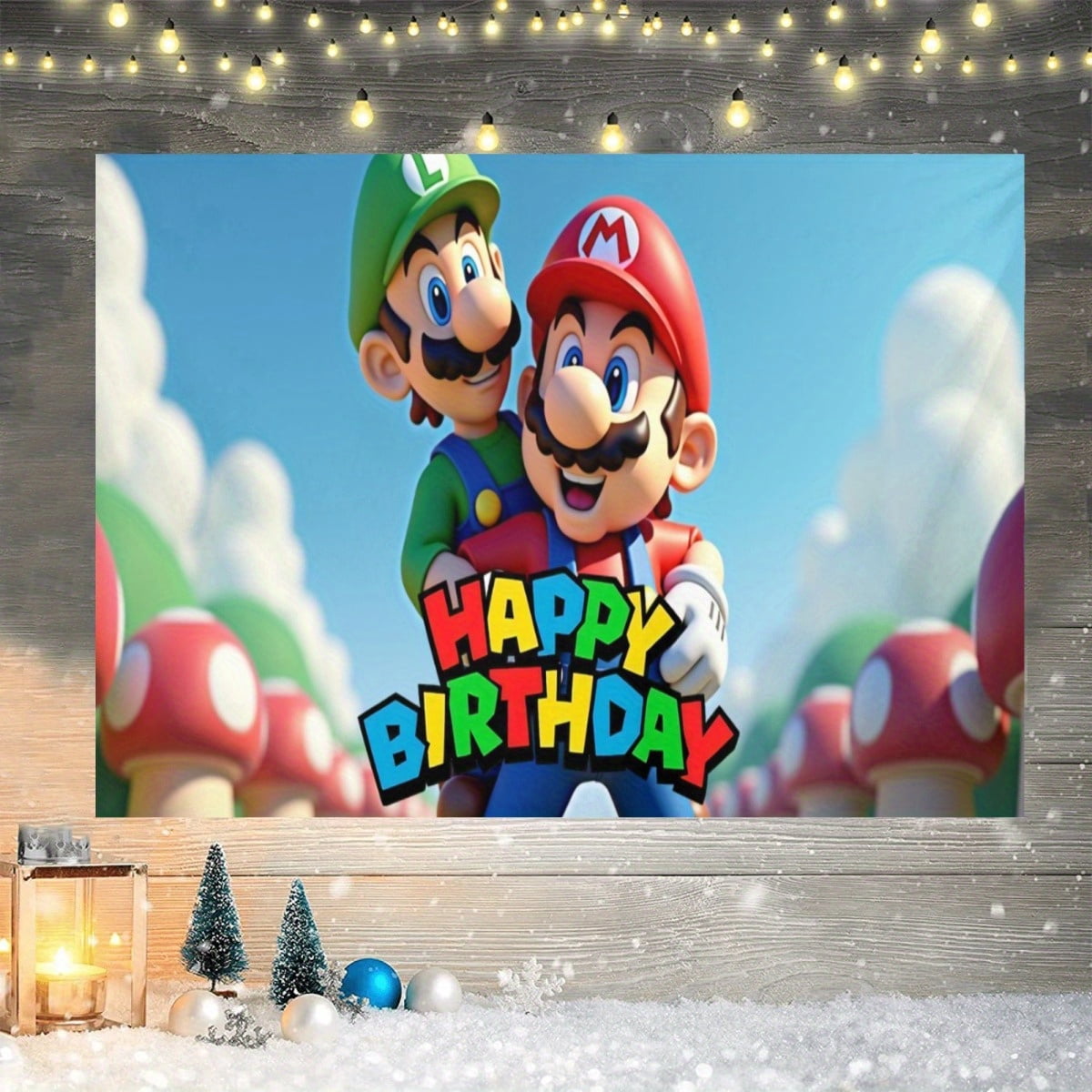 Super Mario Cartoon-themed birthday flag, background flag, children's ...