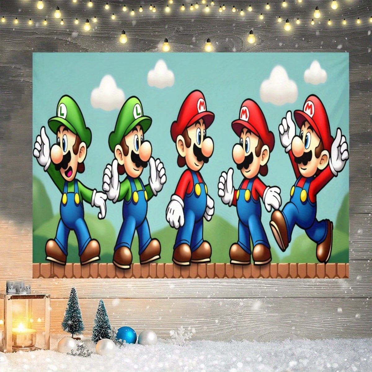 Super Mario Cartoon-themed birthday flag, background flag, children's ...