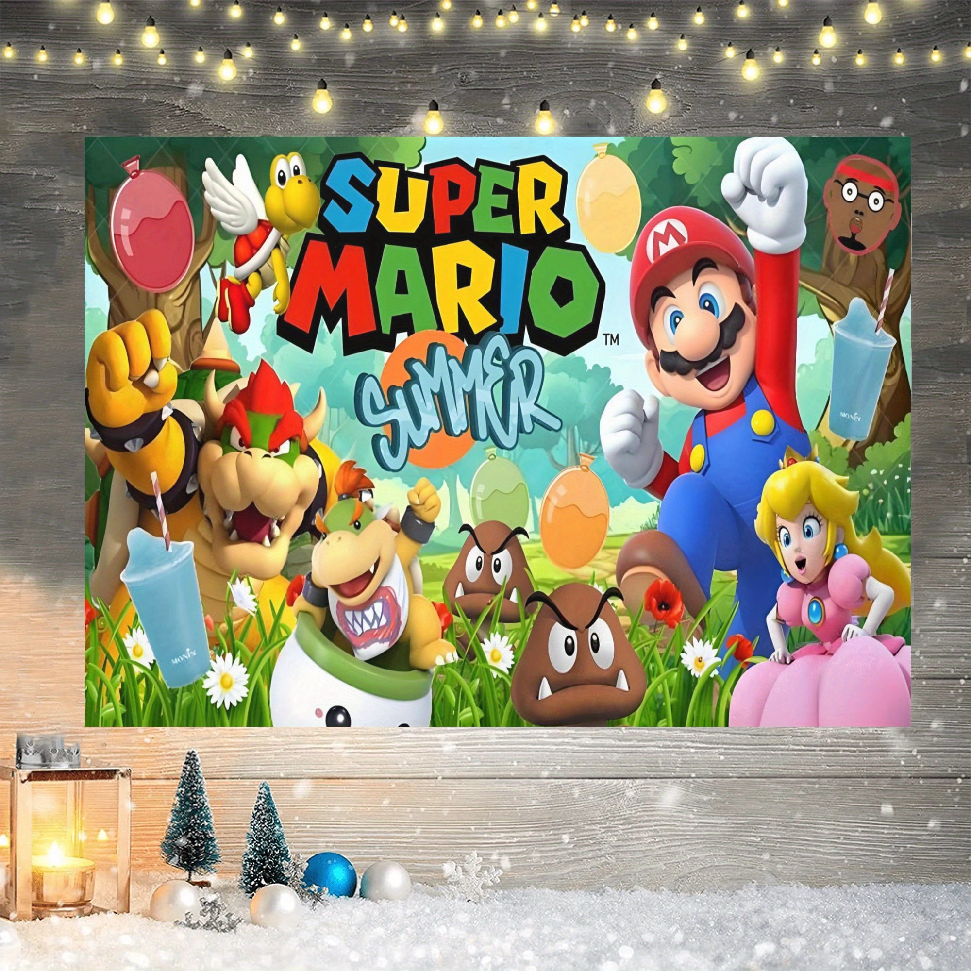 Super Mario Cartoon-themed birthday flag, background flag, children's ...