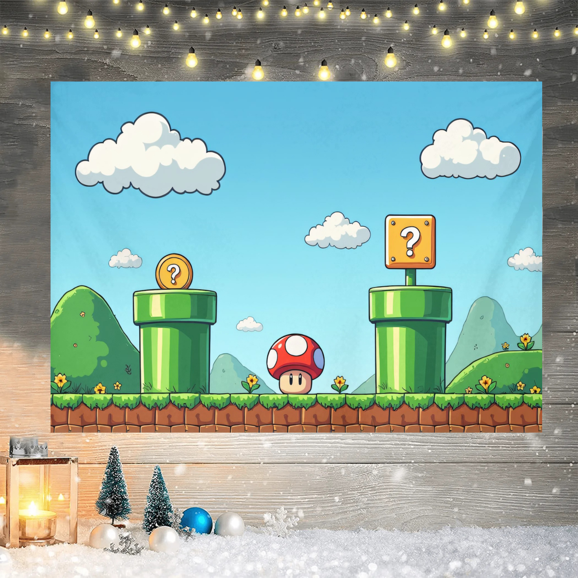 Super Mario Cartoon-themed birthday flag, background flag, children's ...