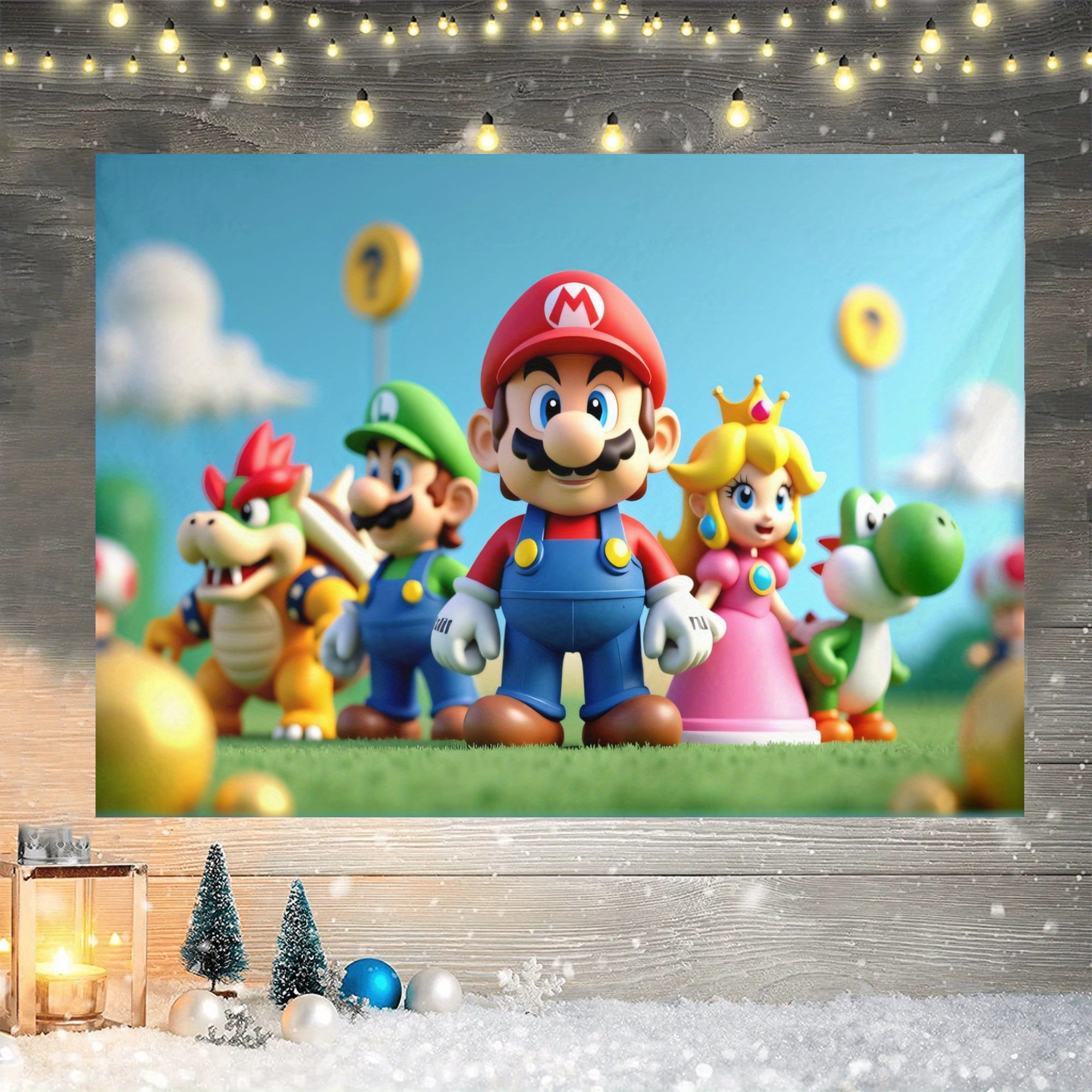 Super Mario Cartoon-themed birthday flag, background flag, children's ...