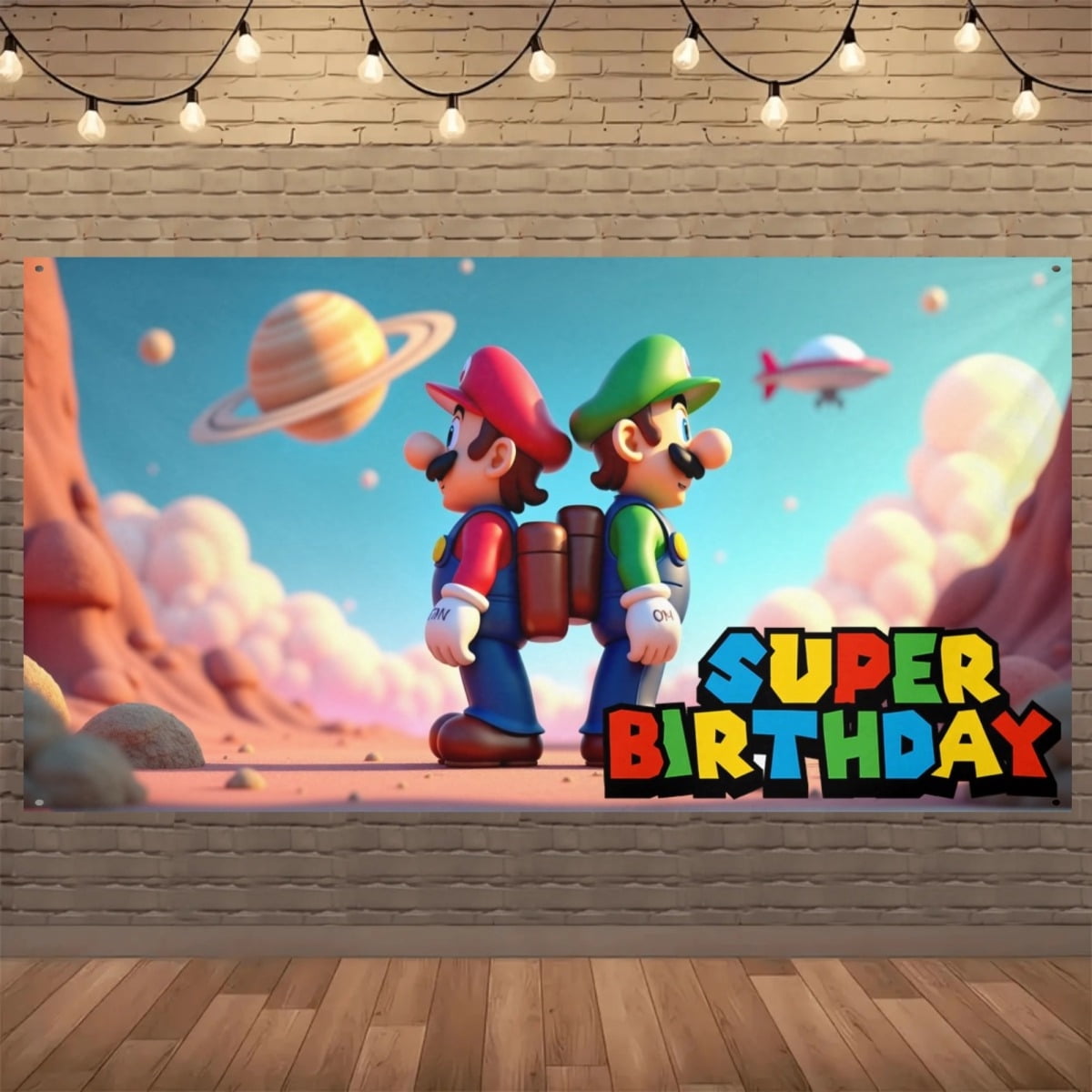 Super Mario Cartoon-themed birthday flag, background flag, children's ...