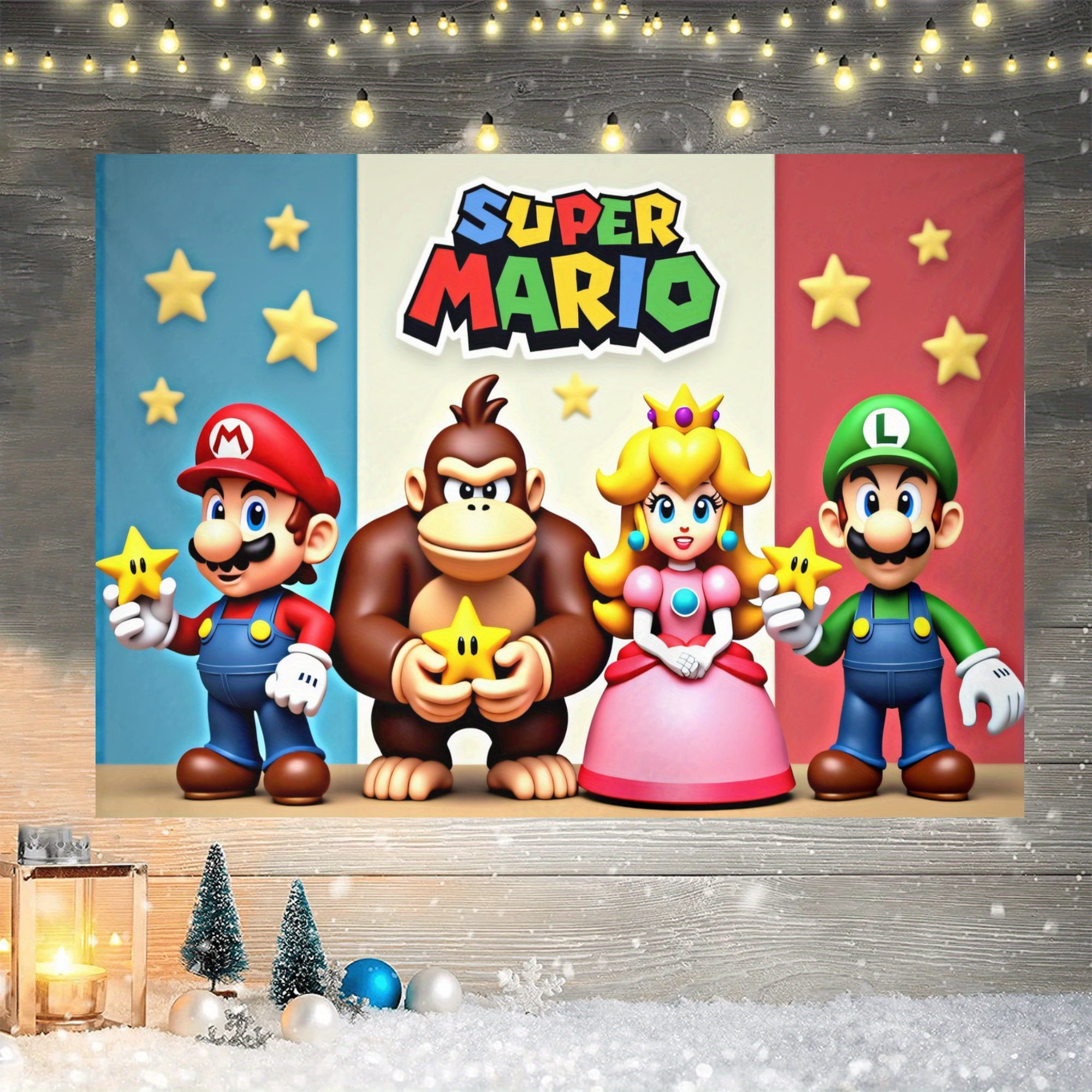 Super Mario Cartoon-themed birthday flag, background flag, children's party decoration items ...