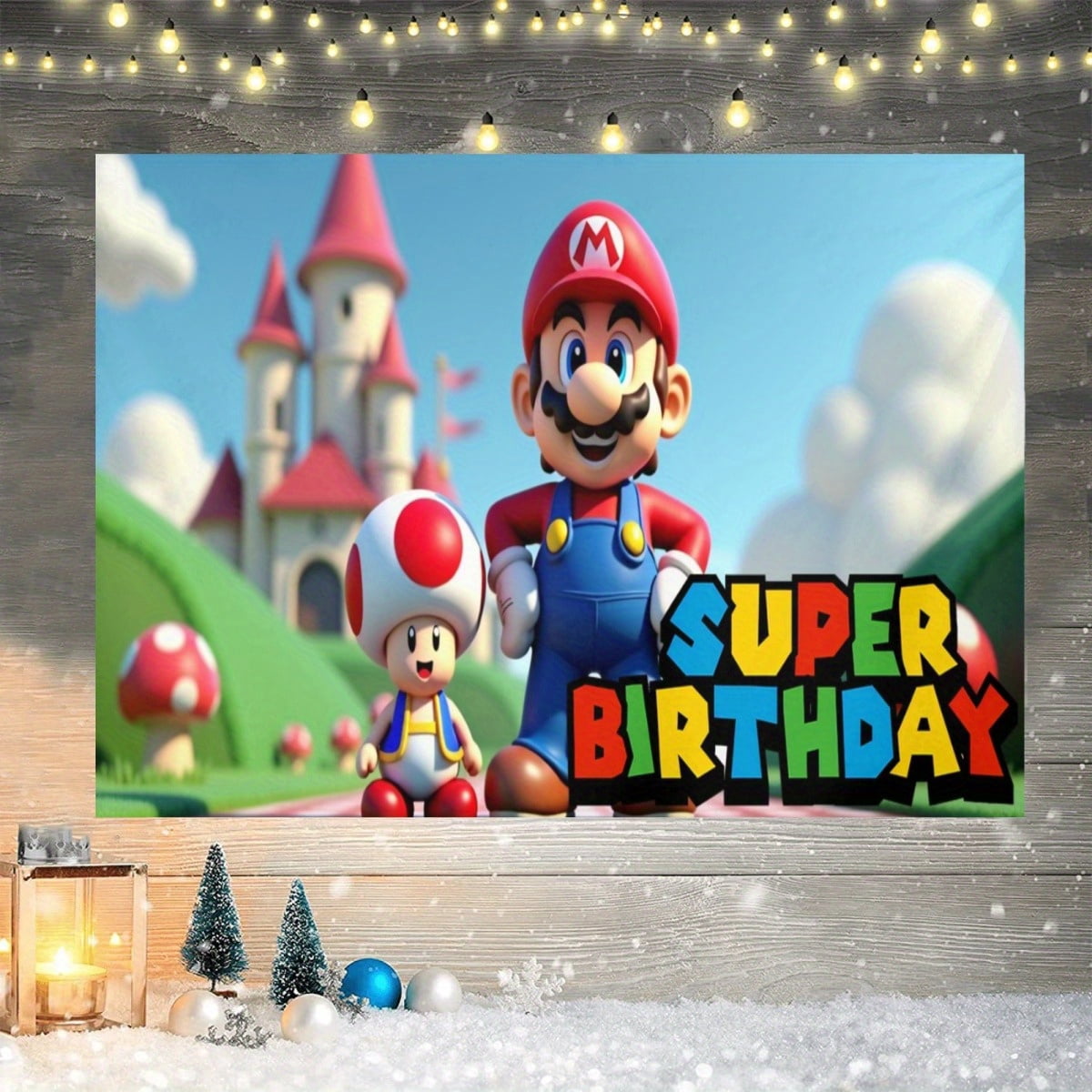 Super Mario Cartoon-themed birthday flag, background flag, children's ...