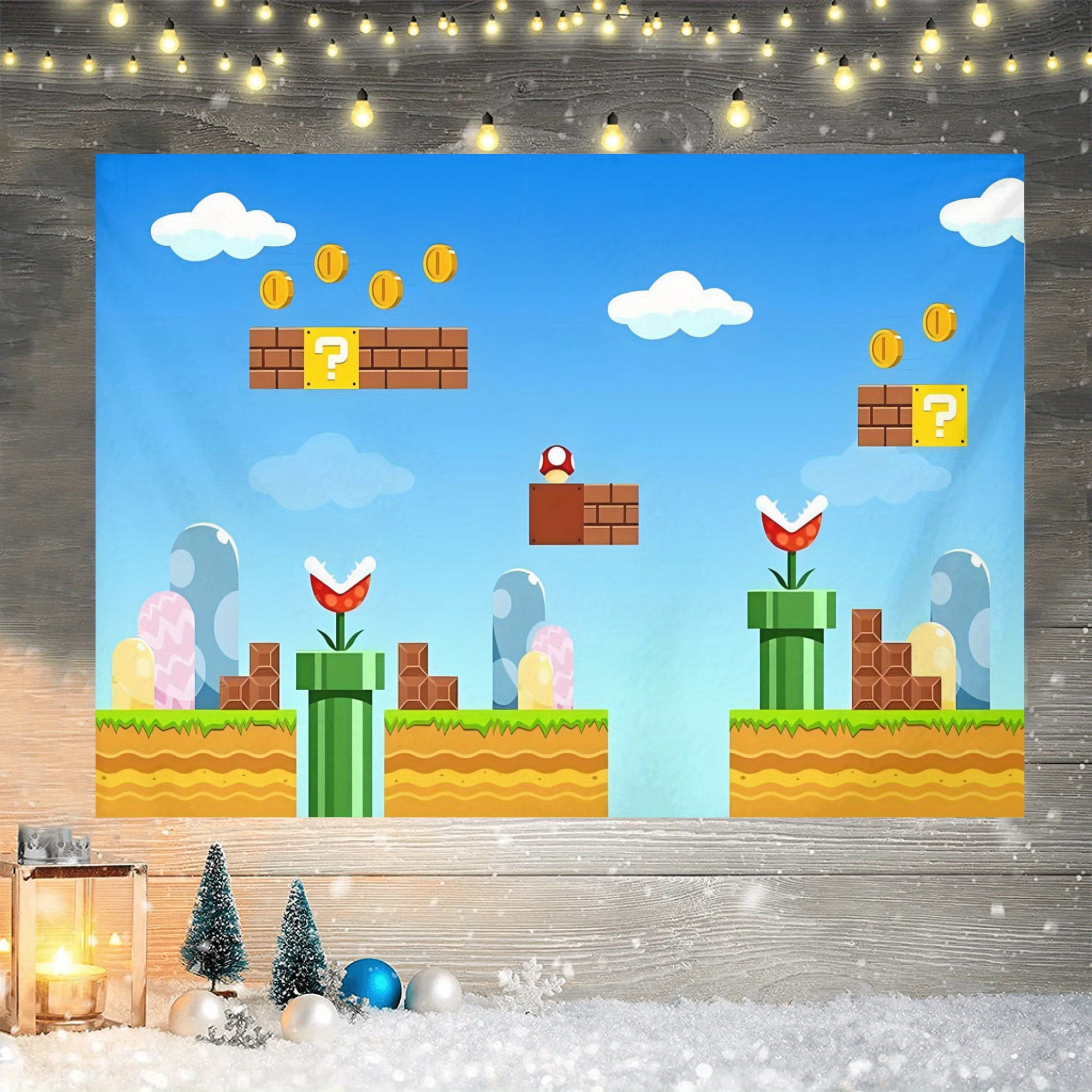 Super Mario Cartoon-themed birthday flag, background flag, children's ...