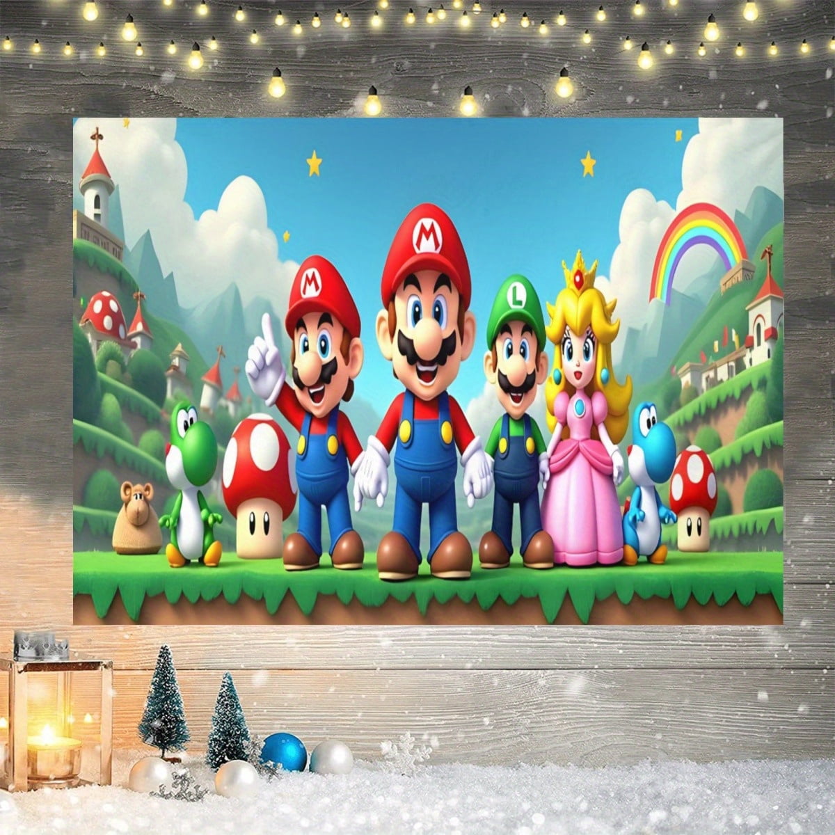 Super Mario Cartoon-themed birthday flag, background flag, children's ...