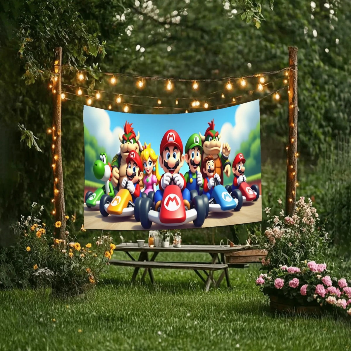 Super Mario Cartoon-themed birthday flag, background flag, children's ...