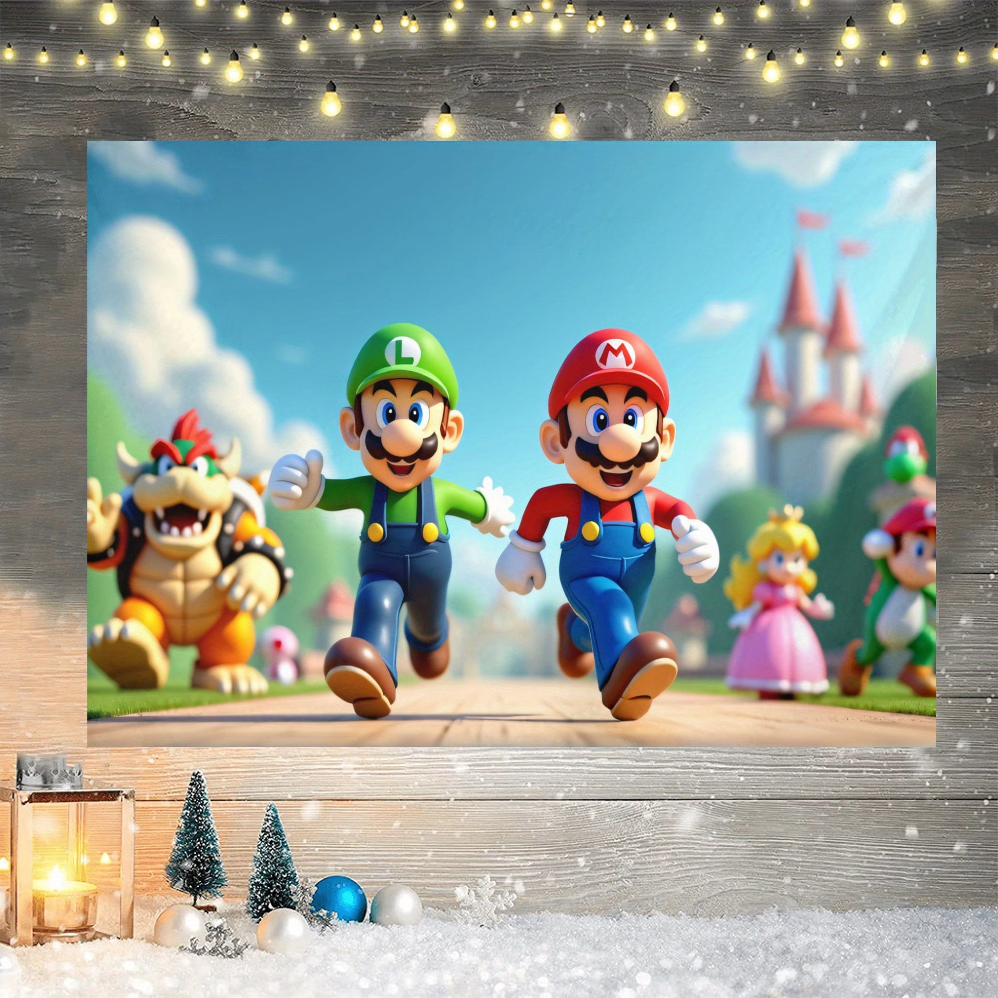 Super Mario Cartoon-themed birthday flag, background flag, children's ...