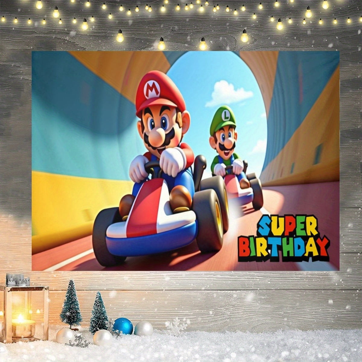 Super Mario Cartoon-themed birthday flag, background flag, children's ...