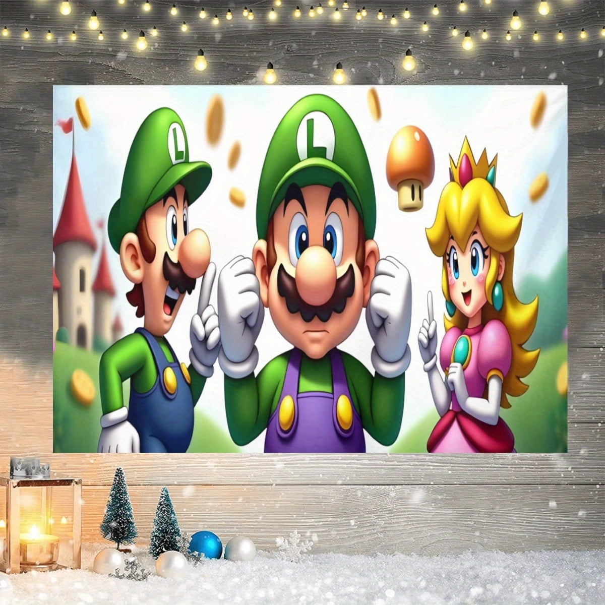 Super Mario Cartoon-themed birthday flag, background flag, children's ...