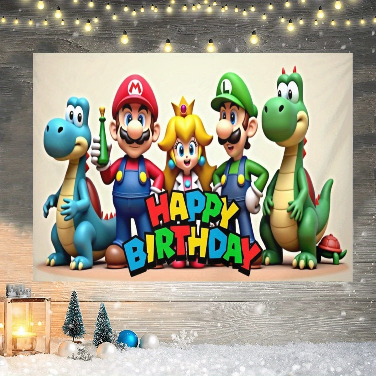 Super Mario Cartoon-themed birthday flag, background flag, children's ...