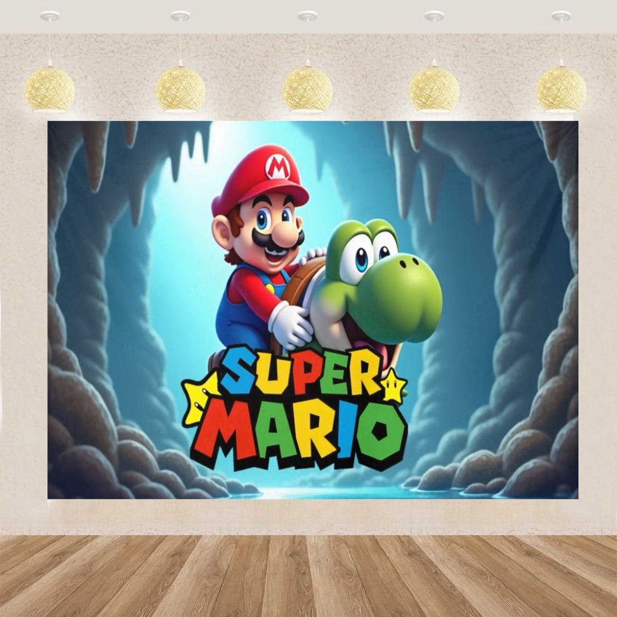 Super Mario Cartoon-themed birthday flag, background flag, children's ...