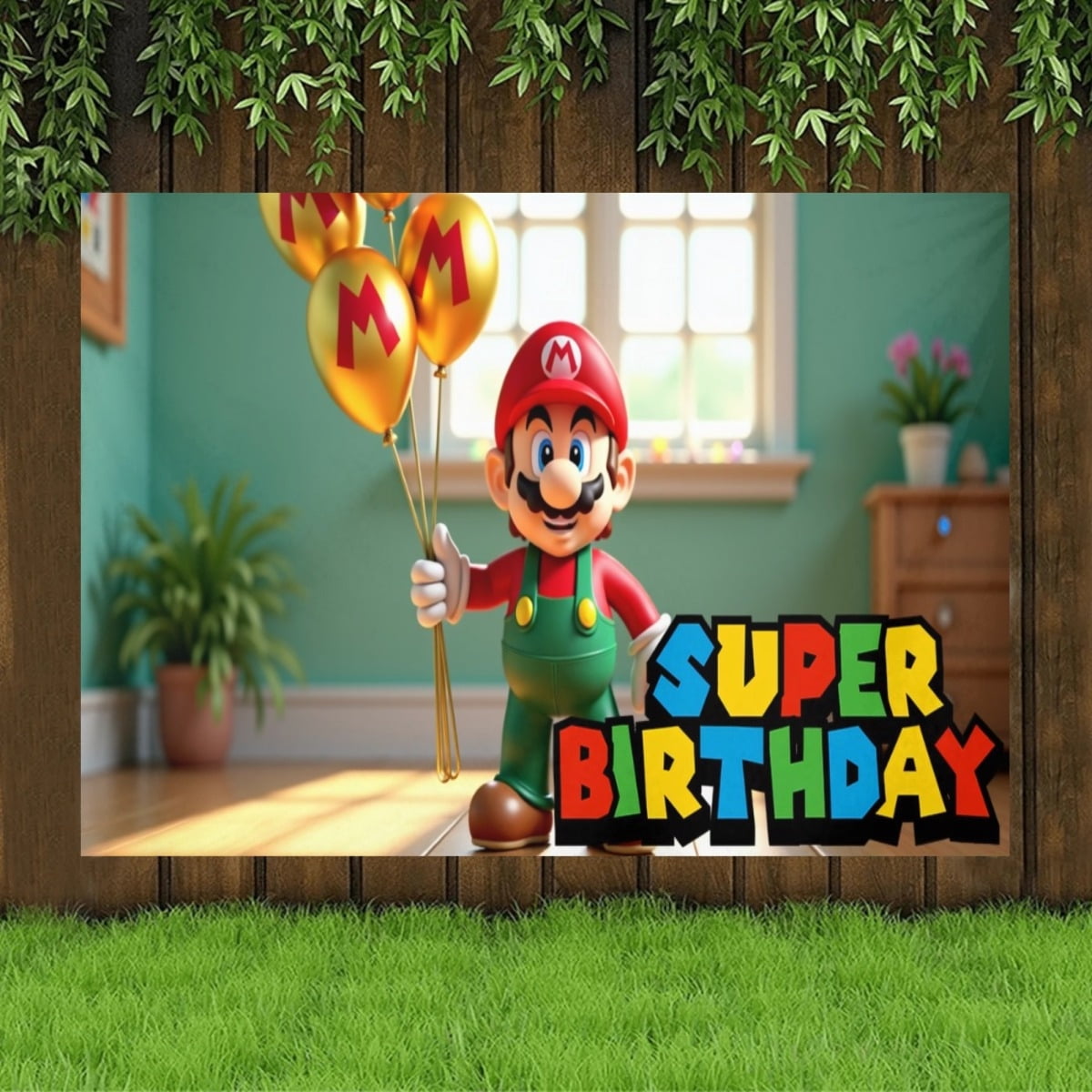 Super Mario Cartoon-themed birthday flag, background flag, children's ...