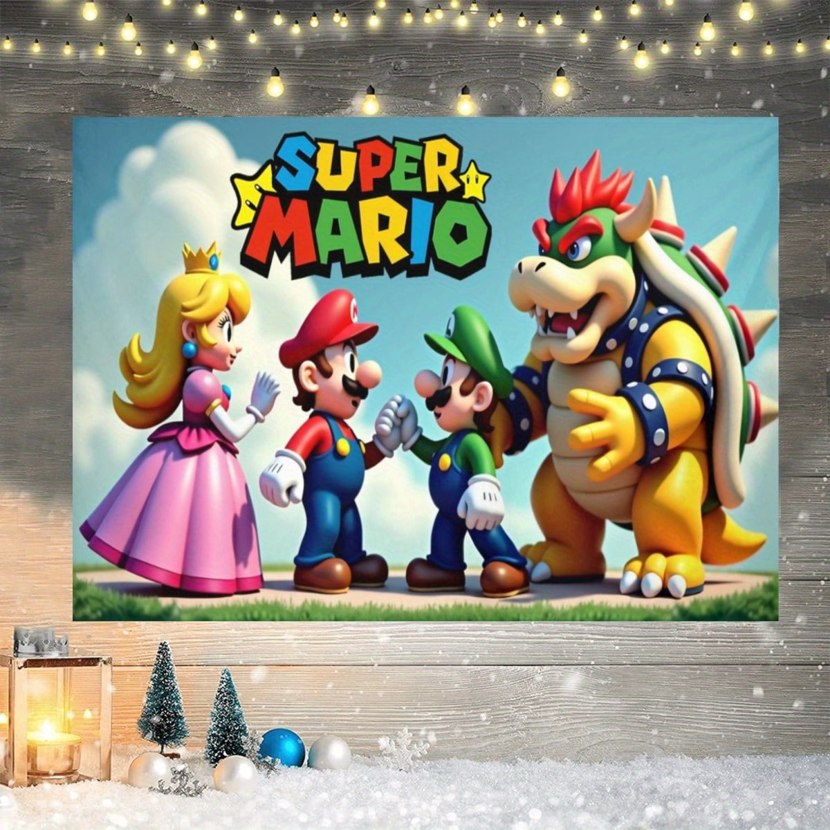 Super Mario Cartoon-themed birthday flag, background flag, children's ...