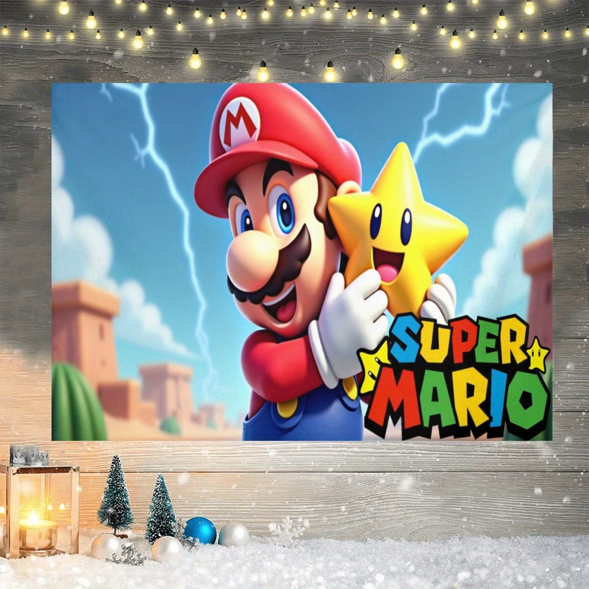 Super Mario Cartoon-themed birthday flag, background flag, children's ...