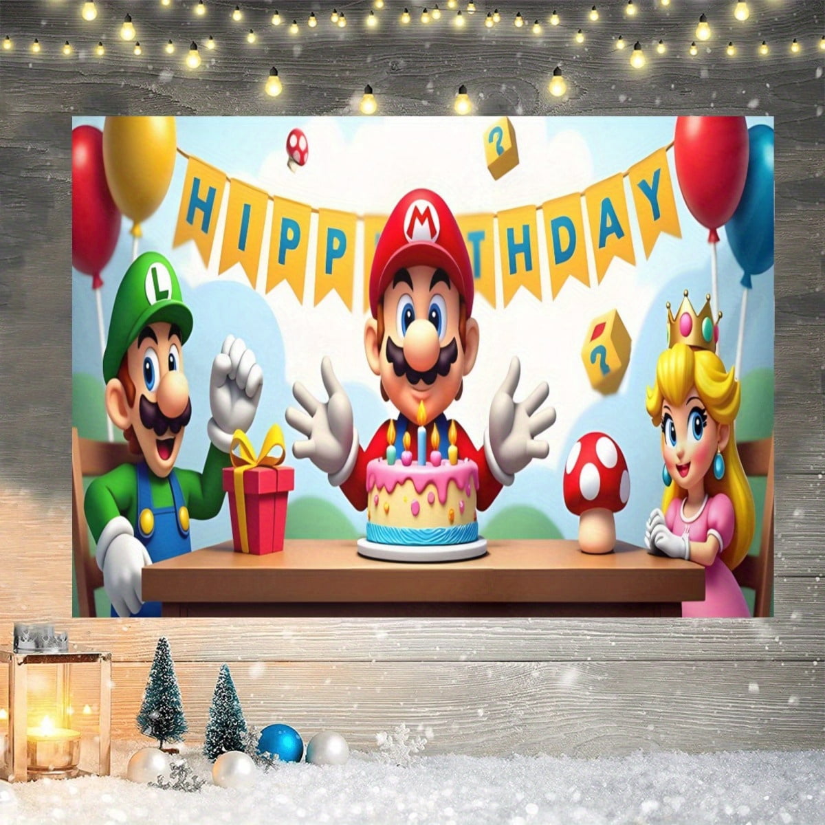 Super Mario Cartoon-themed birthday flag, background flag, children's ...