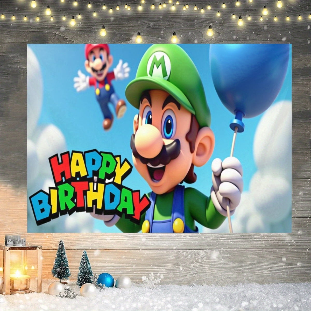 Super Mario Cartoon-themed birthday flag, background flag, children's ...