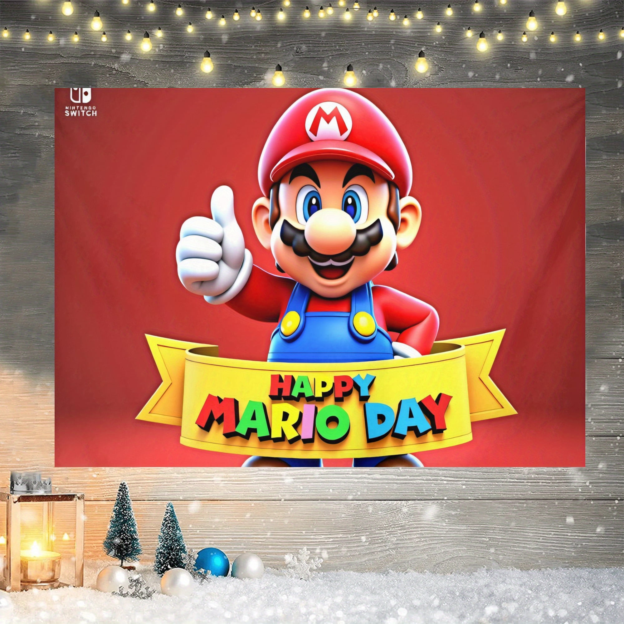 Super Mario Cartoon-themed birthday flag, background flag, children's ...