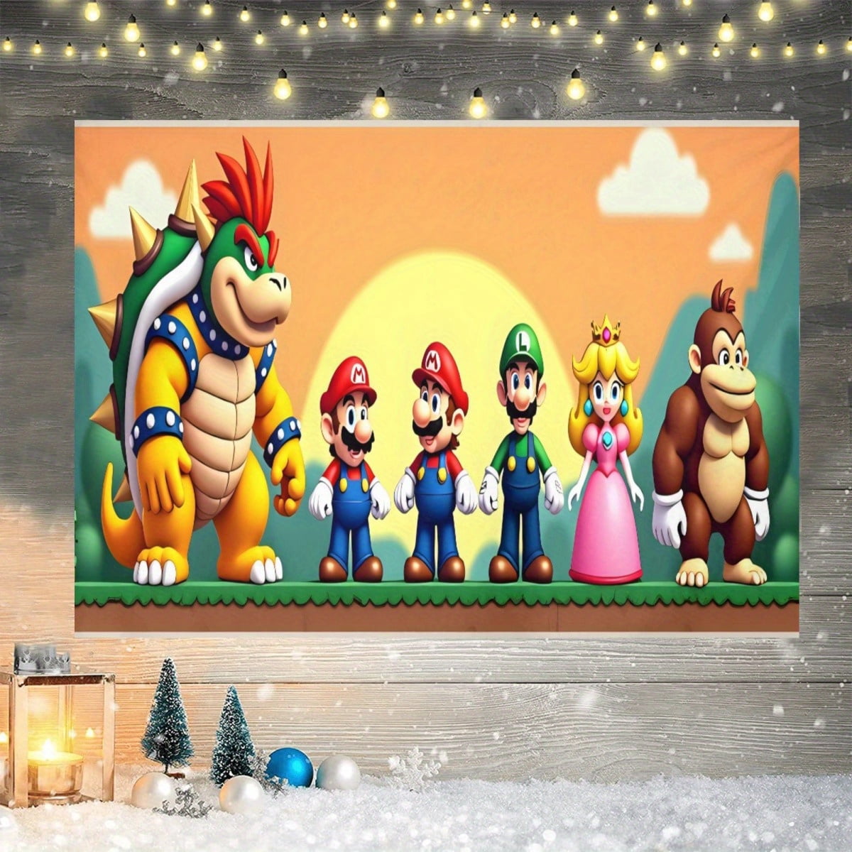Super Mario Cartoon-themed birthday flag, background flag, children's ...