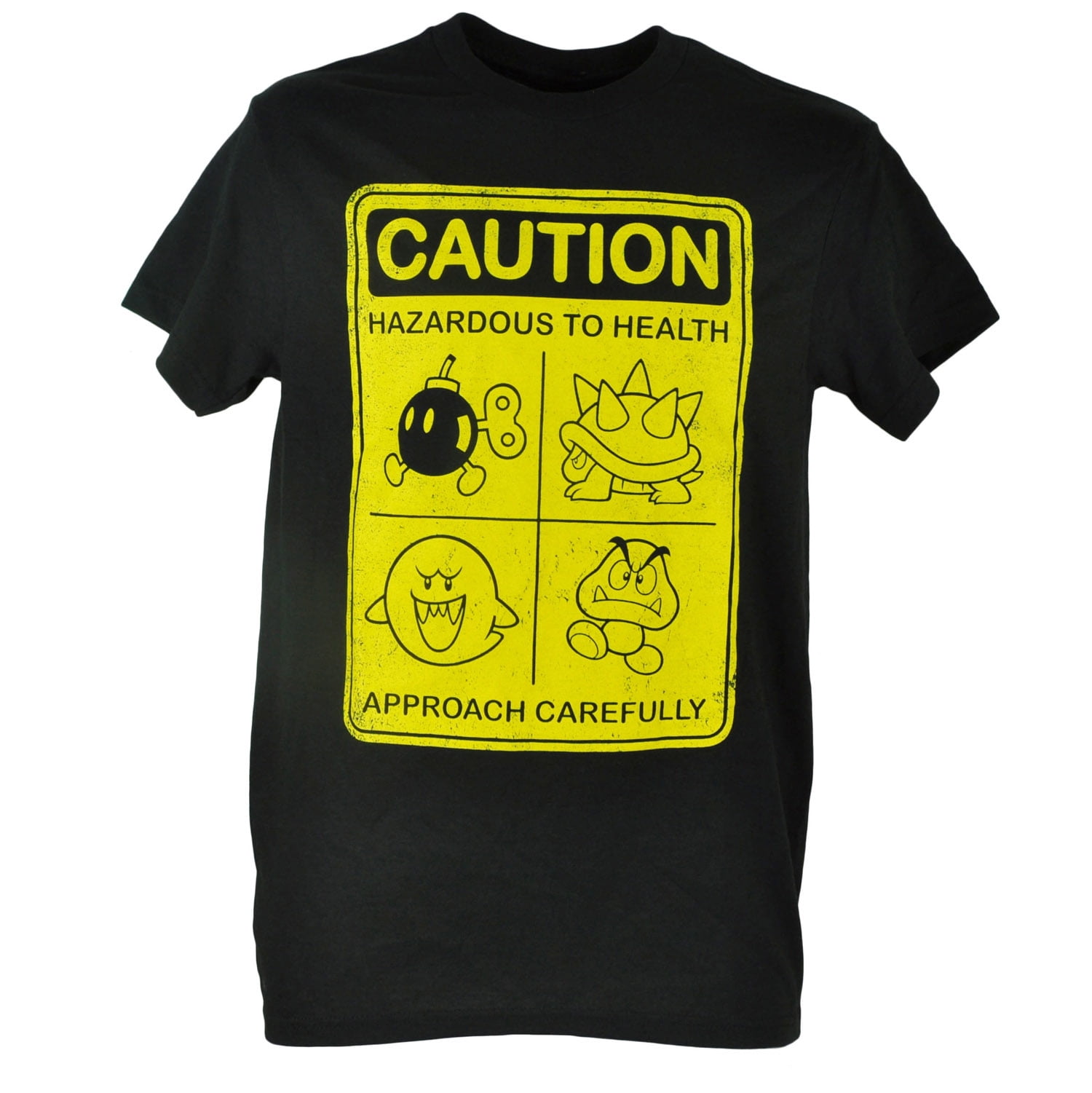 Super Mario Caution Hazardous Villains Distressed Video Game Tshirt Tee ...