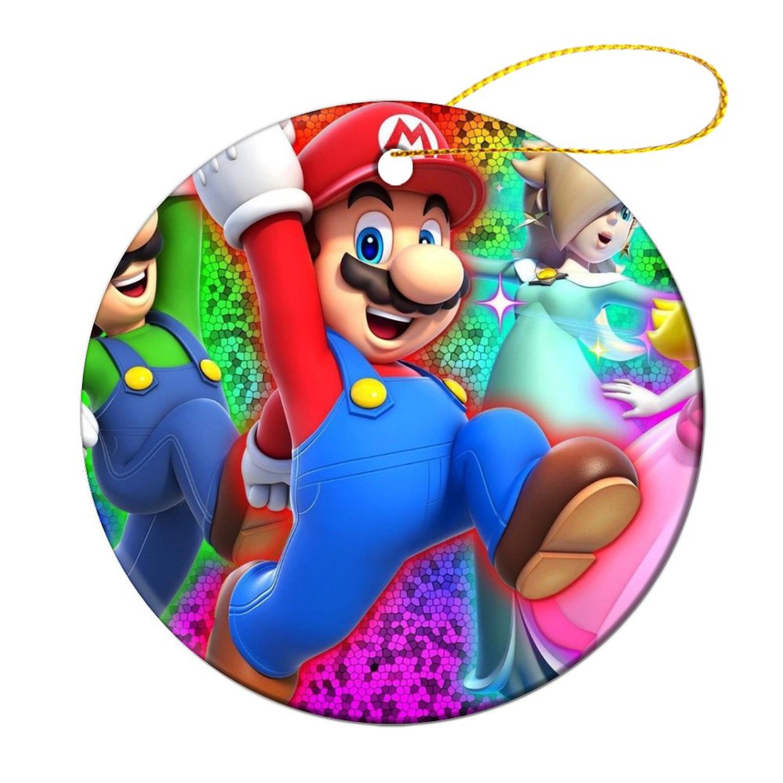 Super Mario Ceramic Christmas Tree Ornaments Round Souvenir X-Mas ...