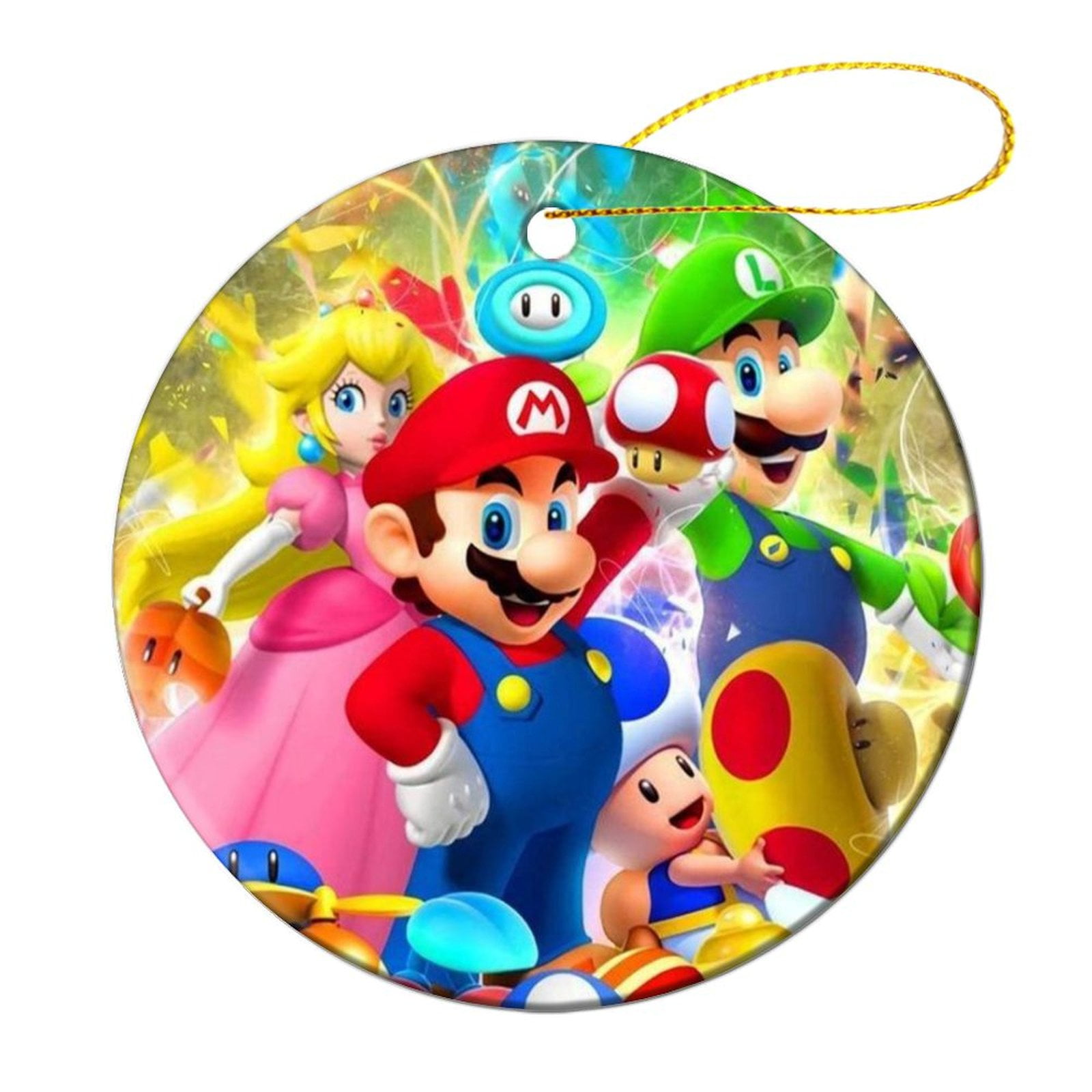 Super Mario Ceramic Christmas Tree Ornaments Round Souvenir X-Mas ...