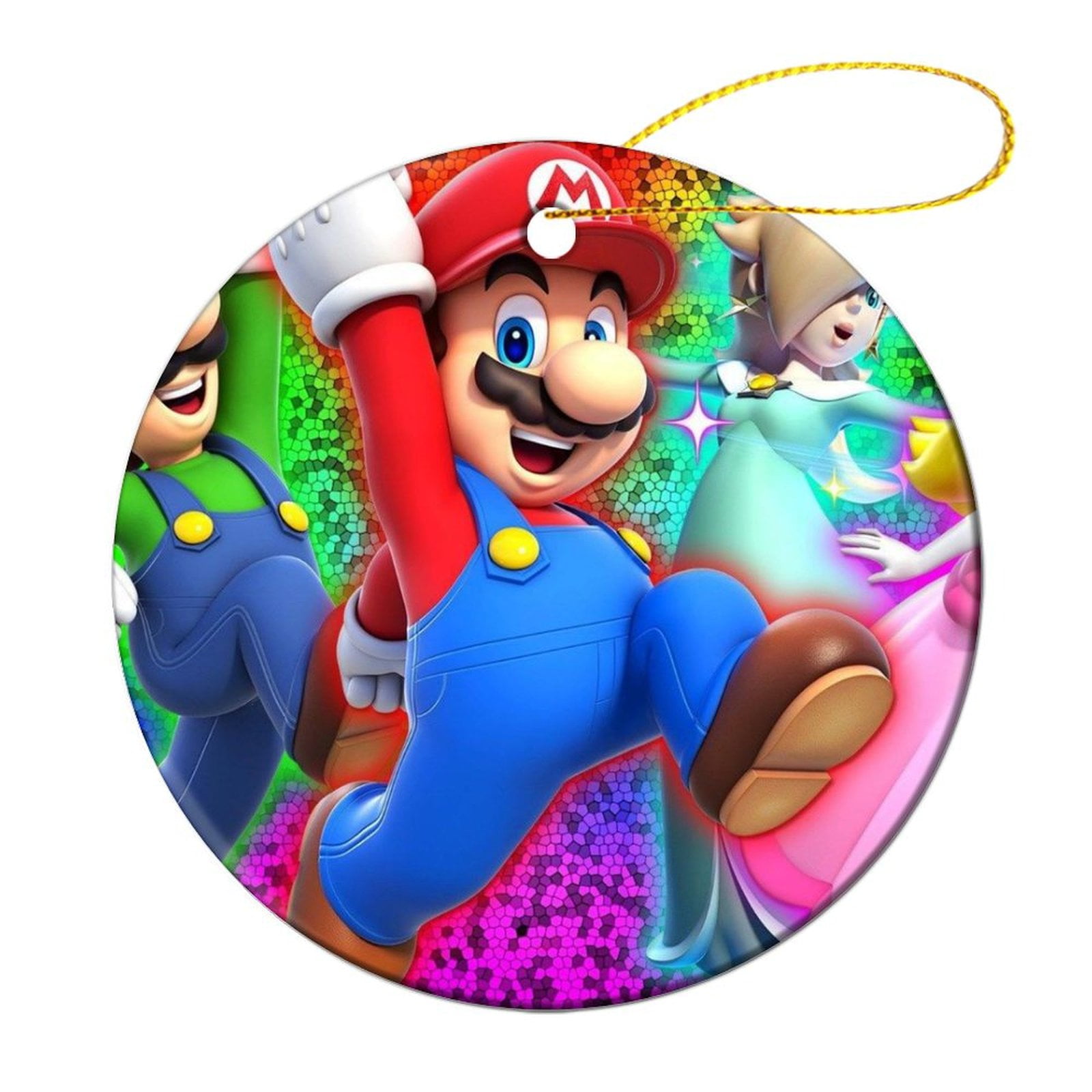 Super Mario Ceramic Christmas Tree Ornaments Round Souvenir X-Mas ...