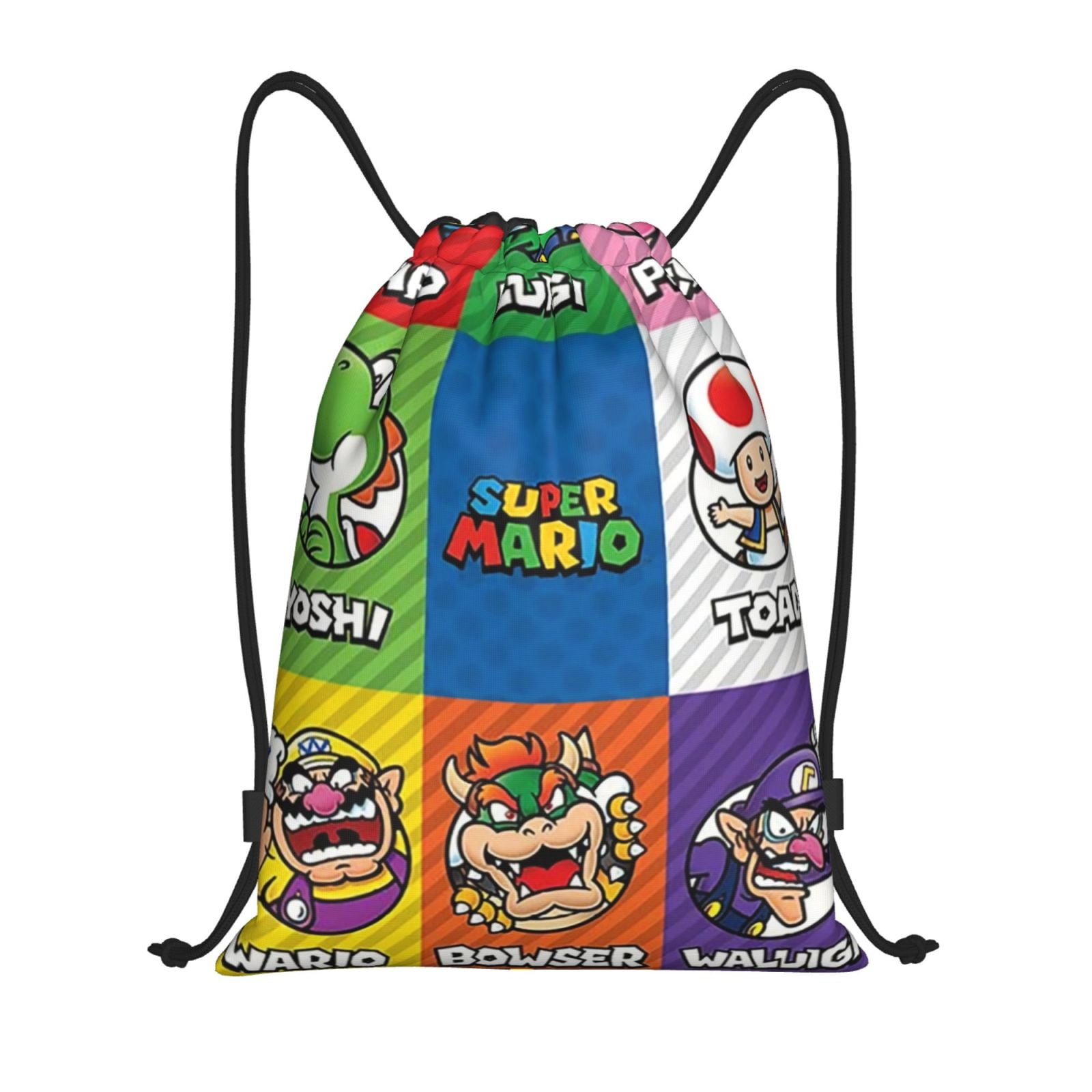 Super Mario Characters Poster Drawstring Backpack Drawstring Gym Bags ...