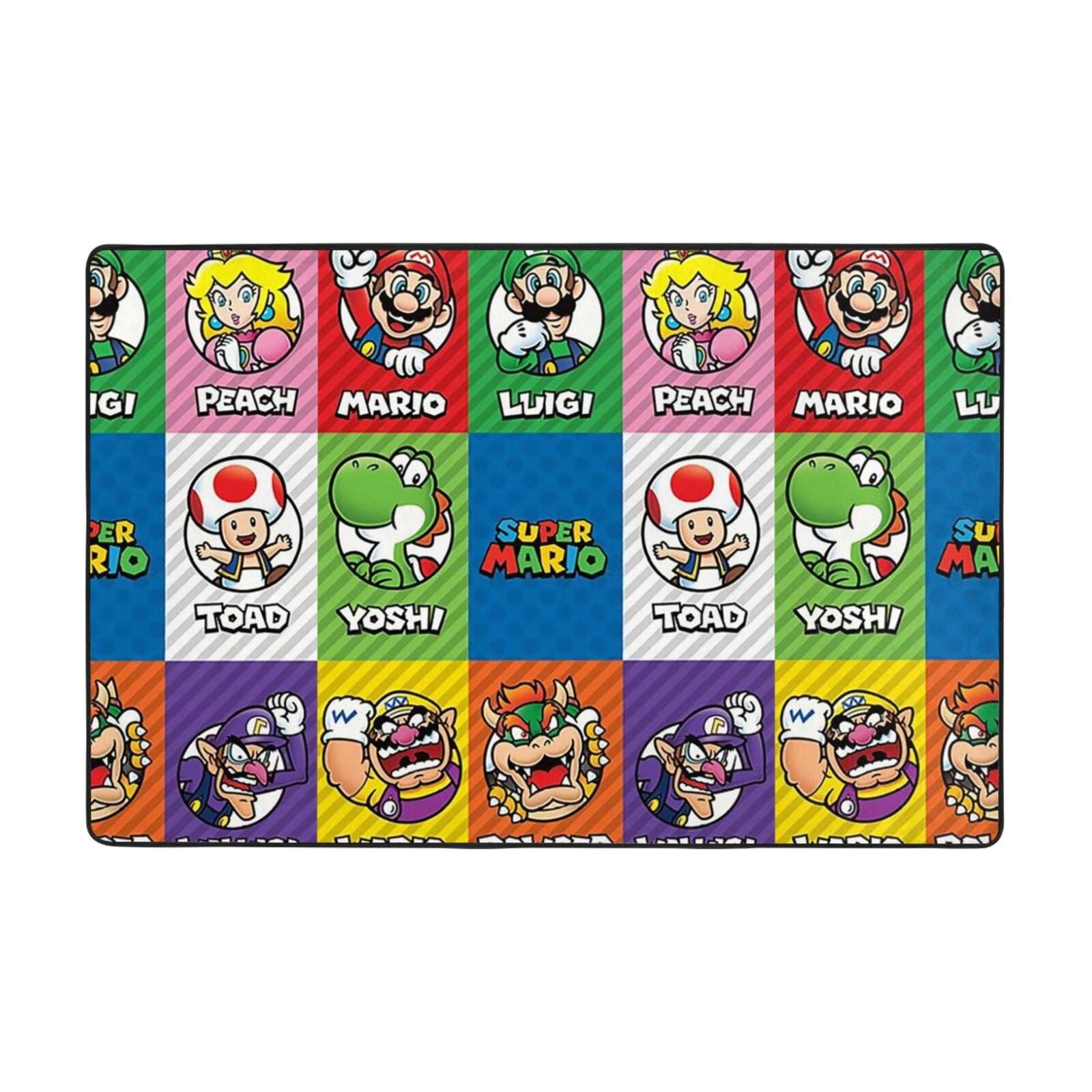 Super Mario Characters Poster Gamer Rug Room Non-Slip Gaming Rug Cool ...