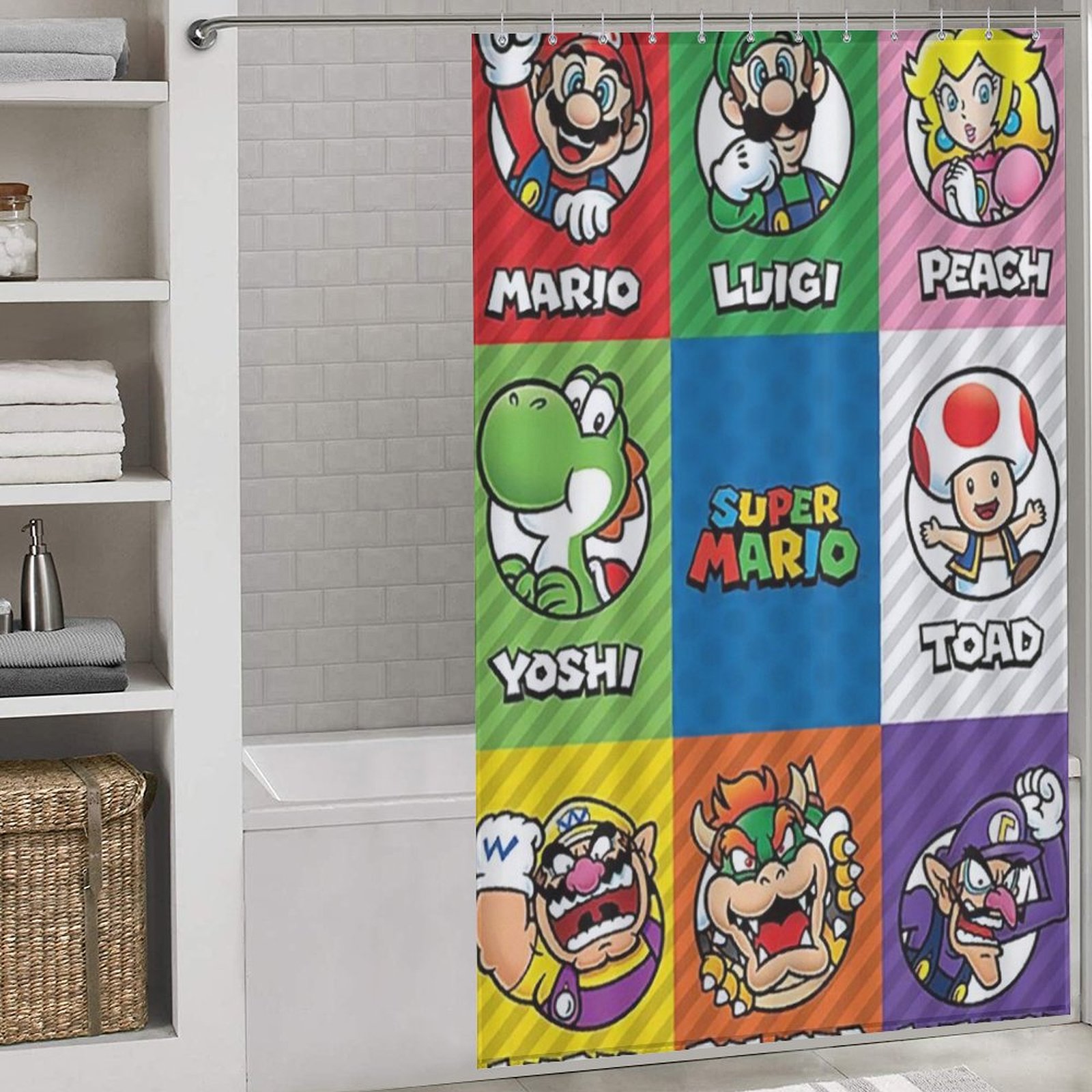Super-Mario Characters Poster Shower Curtains for Bathroom,Shower ...