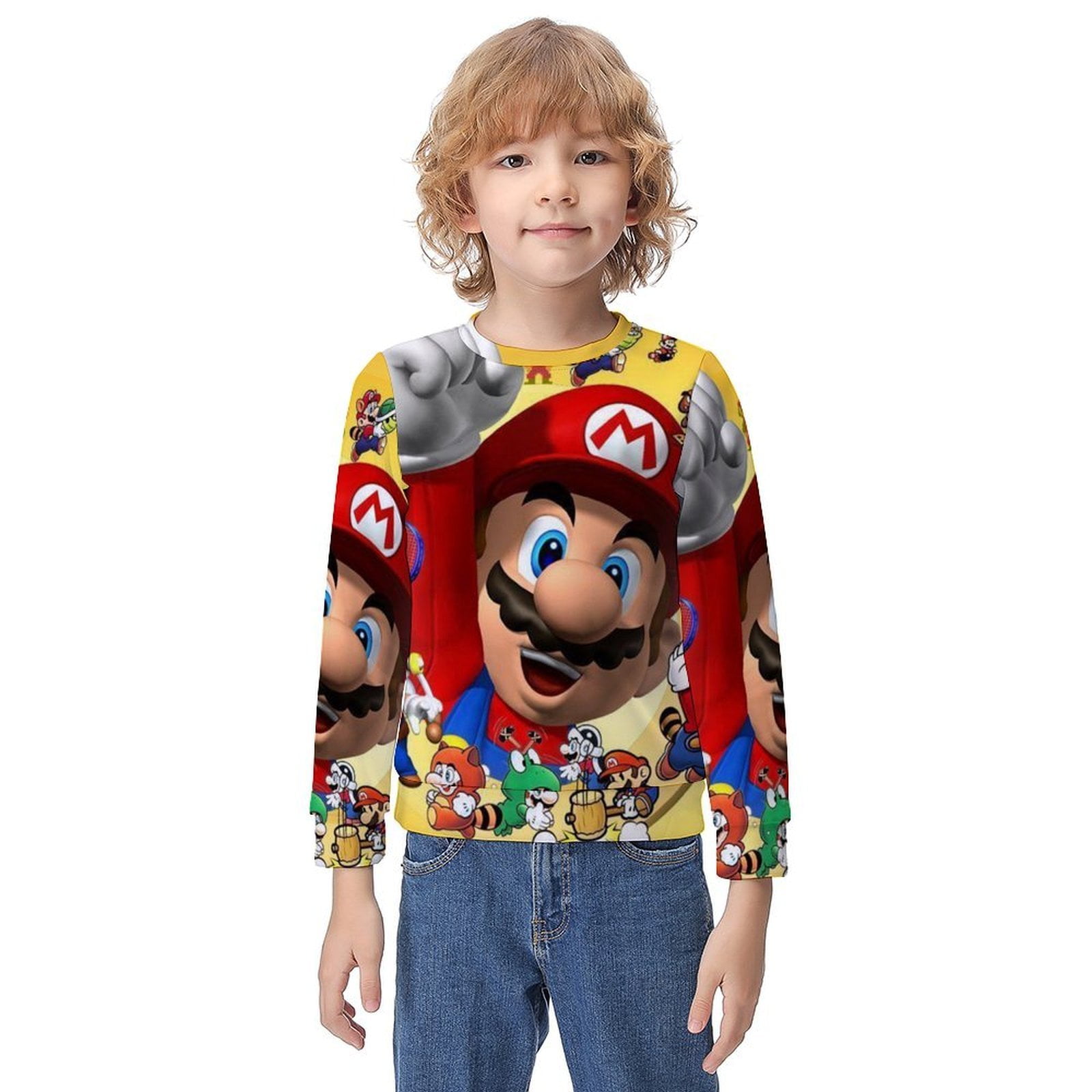 Super Mario Children Pullover Sweater Sweatshirts Fashion 3D Printed ...