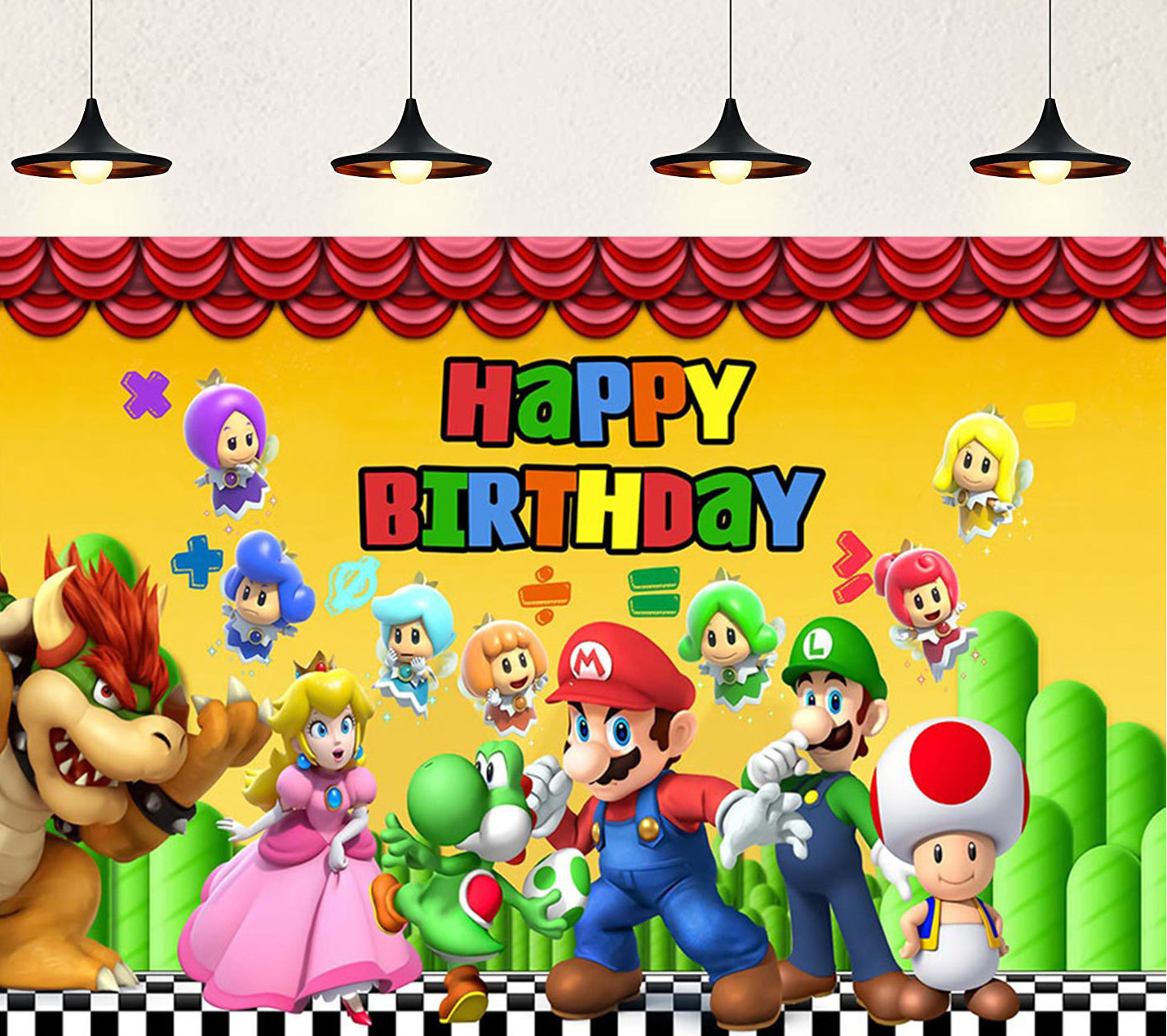 Super Mario Children's Birthday Background Cloth Holiday Party ...