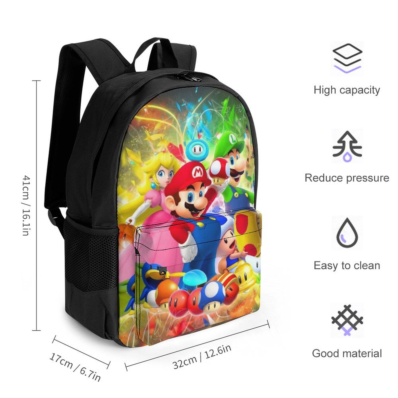 Super_ Mario Children's Simple Schoolbag Anime Cute Kids Backpack with ...