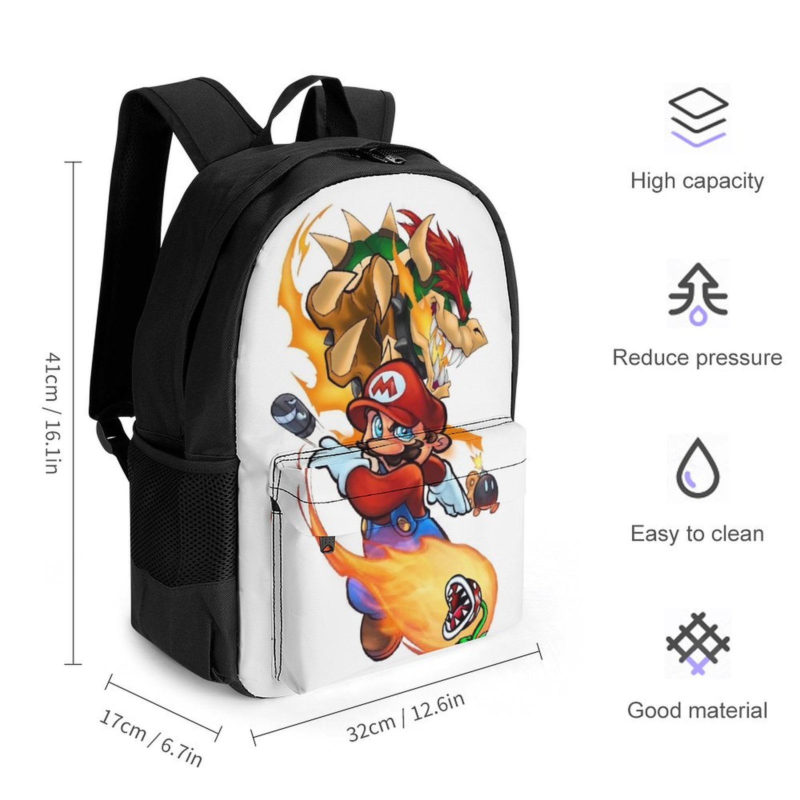Super_ Mario Children's Simple Schoolbag Anime Cute Kids Backpack with ...