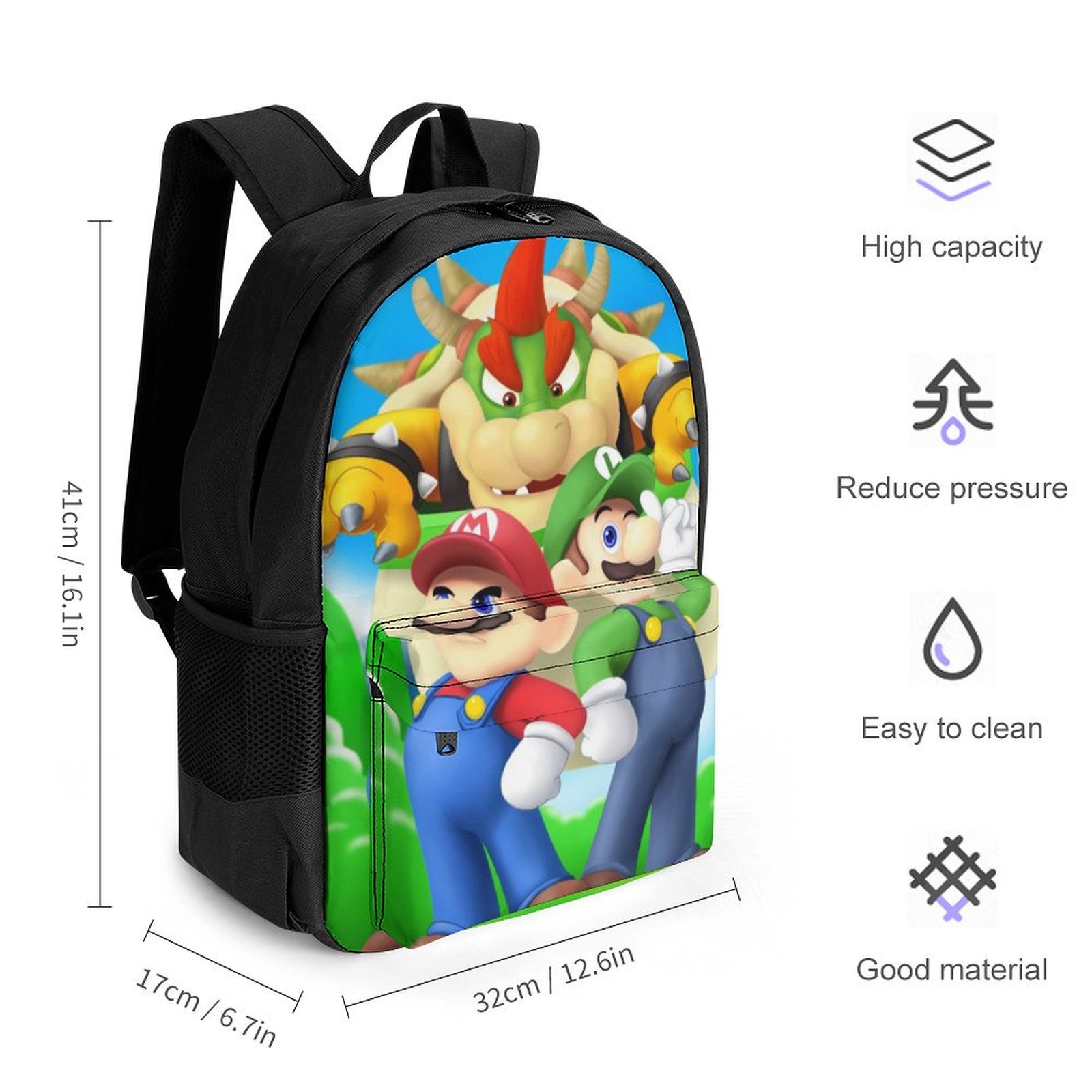 Super_ Mario Children's Simple Schoolbag Anime Cute Kids Backpack with ...