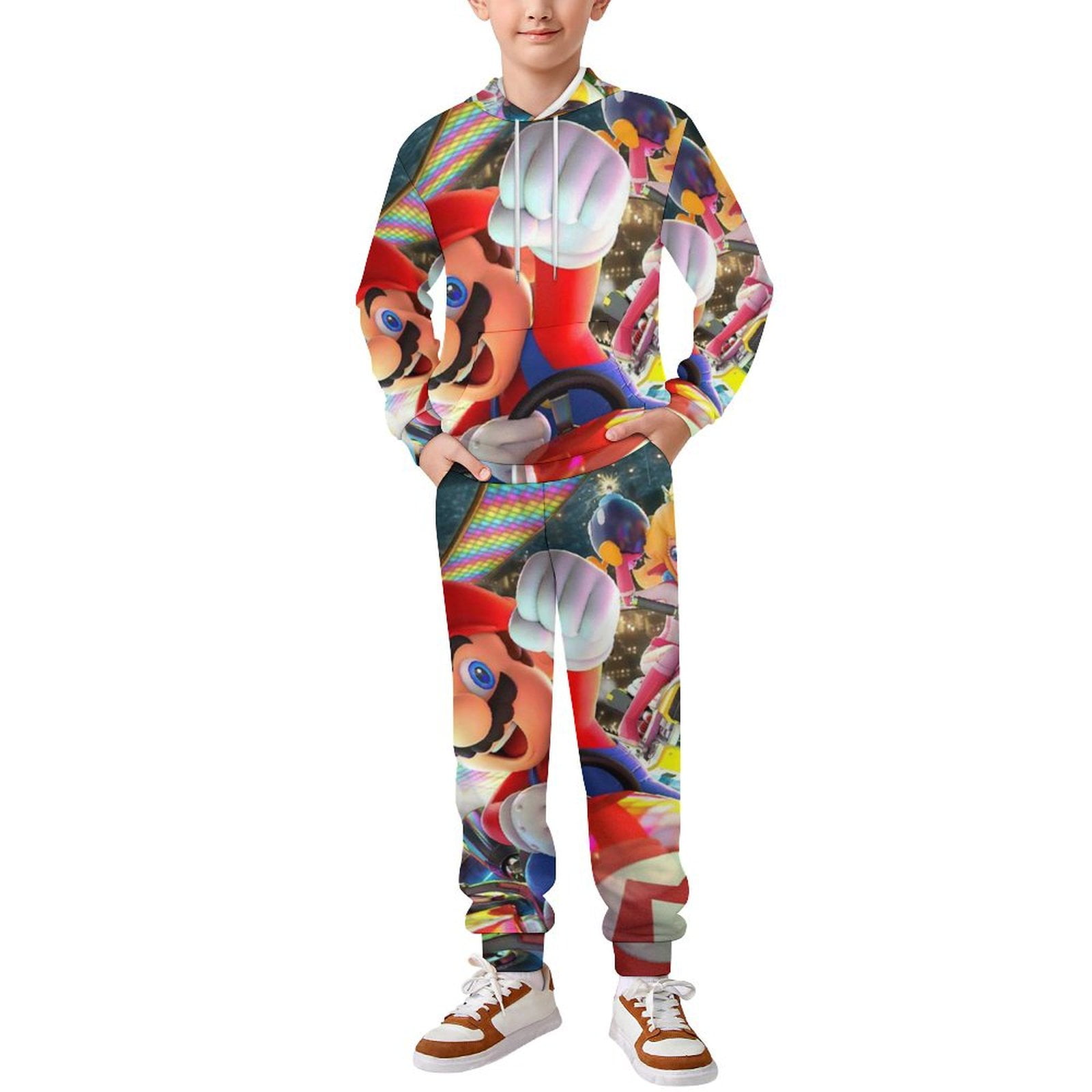 Super Mario Children's Sweatshirt Sweat Pant Set Pullover Hooded Hoodie ...