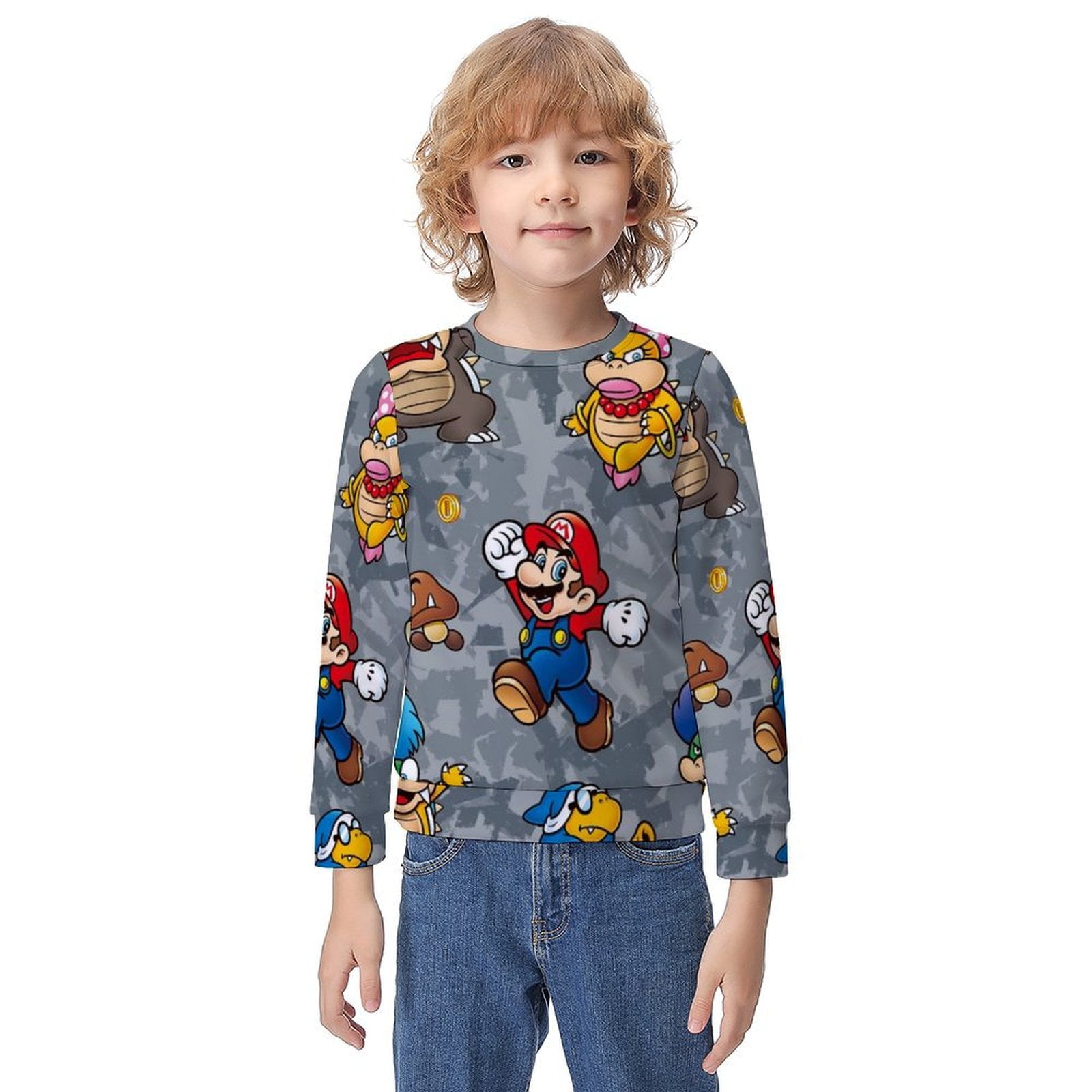 Super Mario Children's long-sleeved round neck pullover 6-7Y - Walmart.com